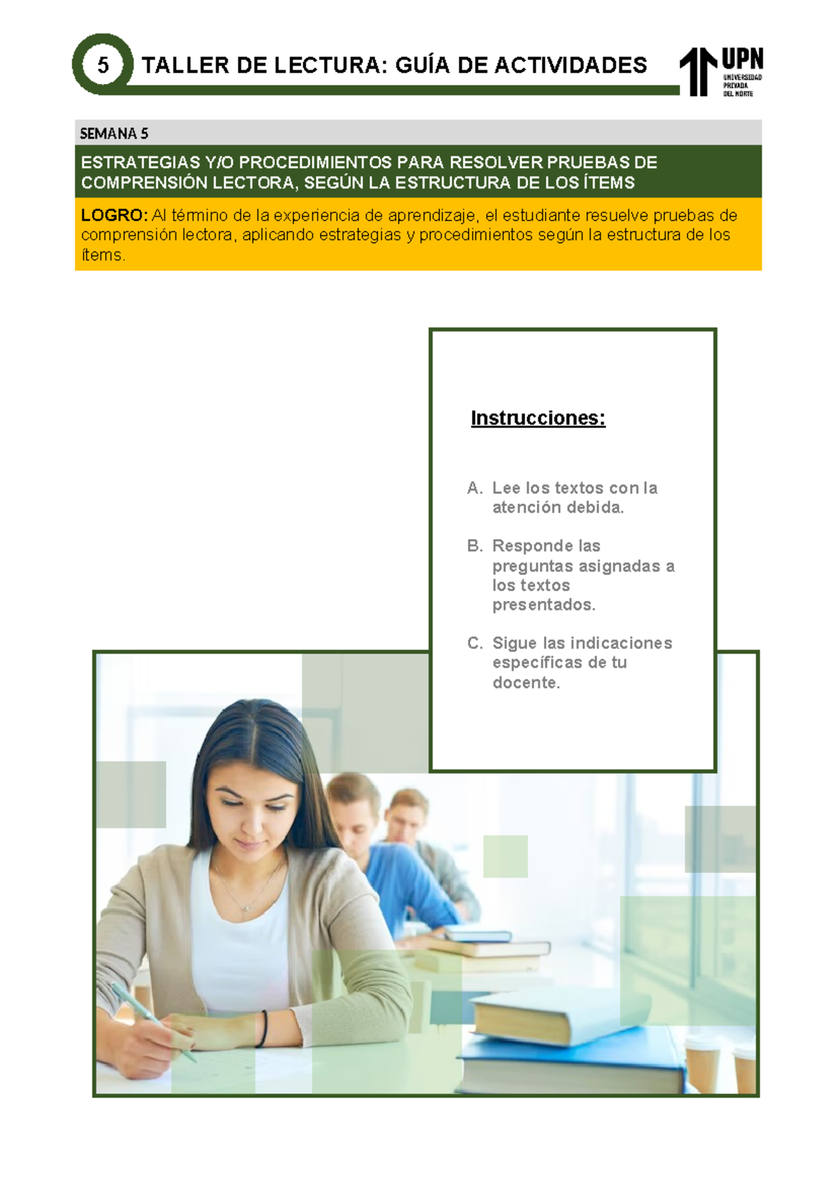 SEM5 Guía de actividades de lectura - SEMANA 5 ESTRATEGIAS Y/O PROCEDIMIENTOS PARA RESOLVER ...