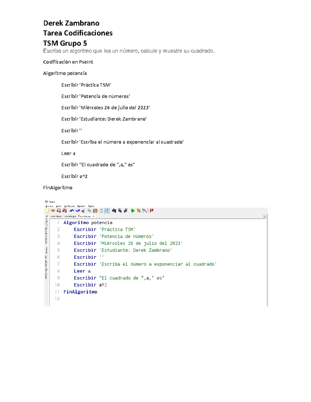 Deber Codificaciones - Tarea Codificaciones TSM Grupo 5 Escriba un ...