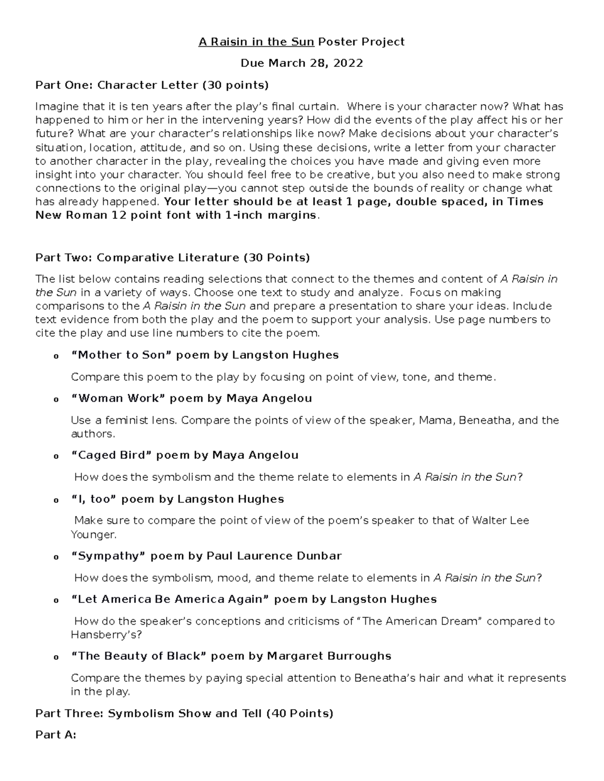 A Raisin in the Sun Poster Project - Where is your character now? What ...