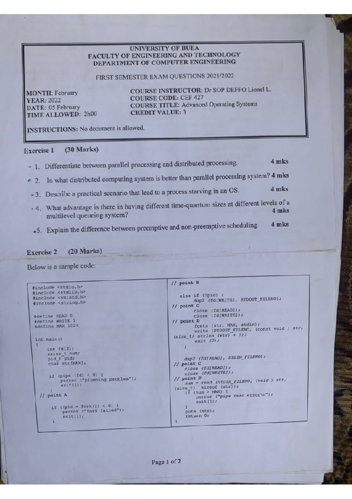 OS Past Questions - tutorials and solution - Introduction to operating ...