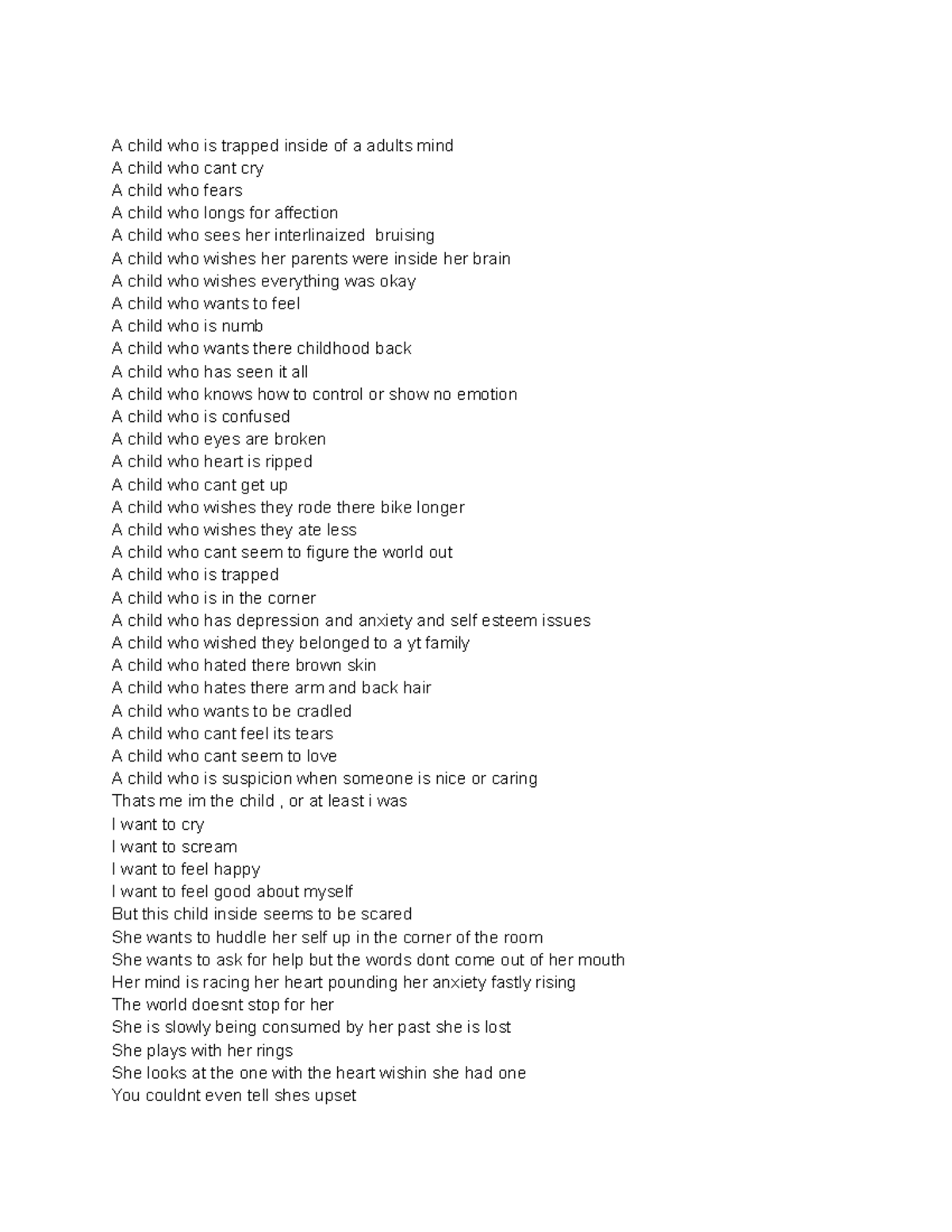 The child - poem - essays - A child who is trapped inside of a adults ...