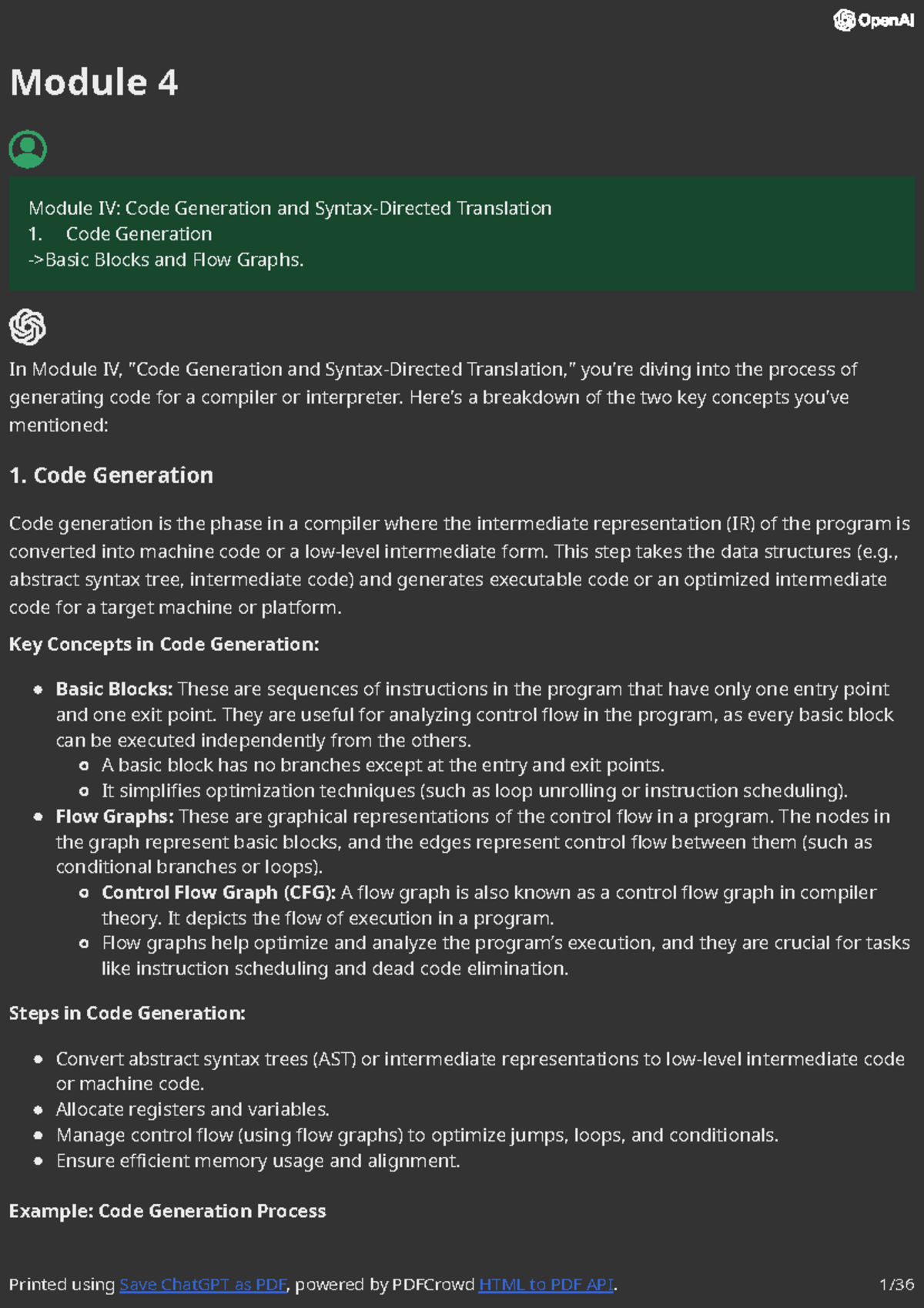 Module 4 - Module 4 Module IV: Code Generation and Syntax-Directed Translation 1. Code ...
