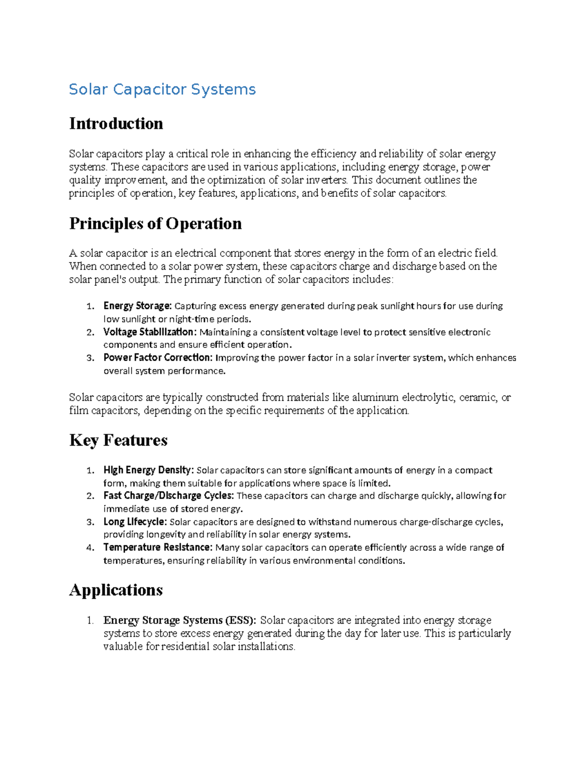 DATE 03 - electric solar power system. - Solar Capacitor Systems ...