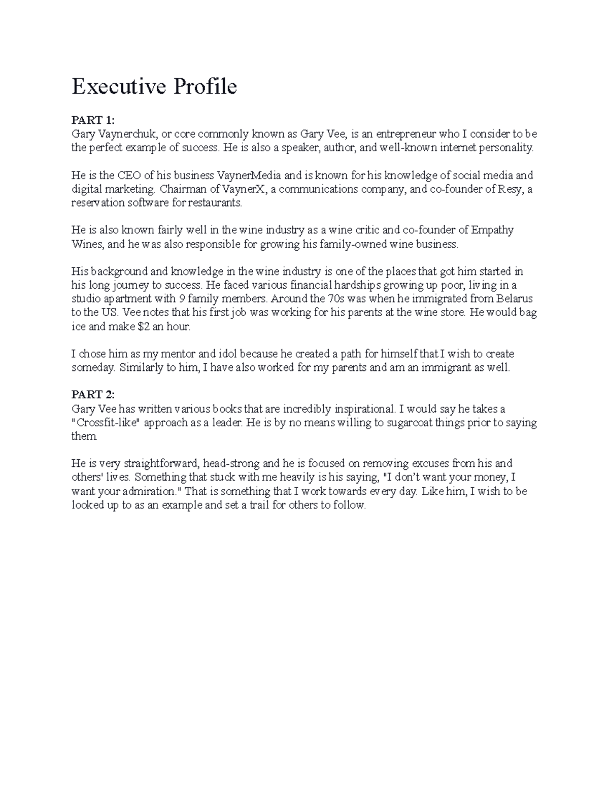 Executive Profile - Executive Profile PART 1: Gary Vaynerchuk, or core ...