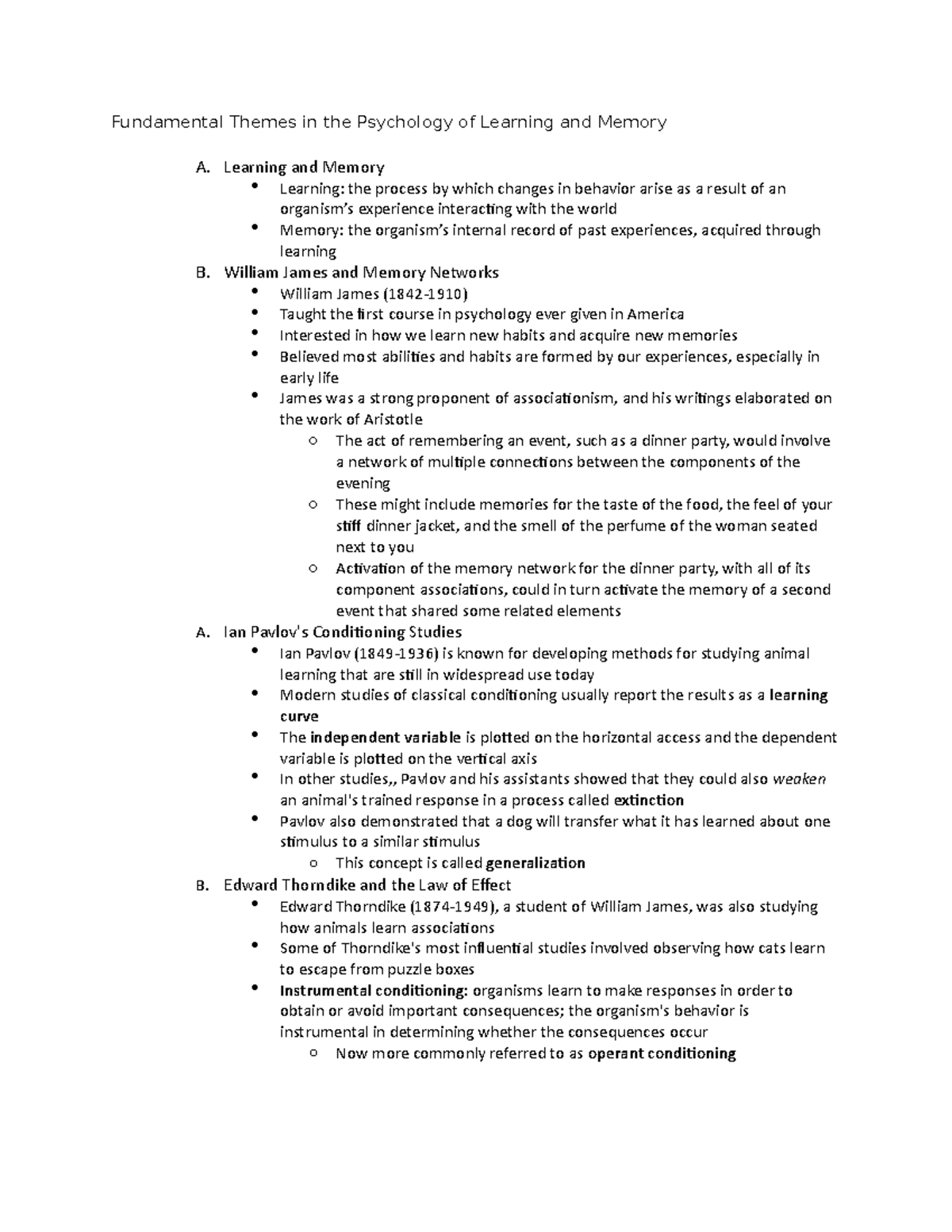 Fundamental Themes in Psychology of Learning and Memory - Studocu