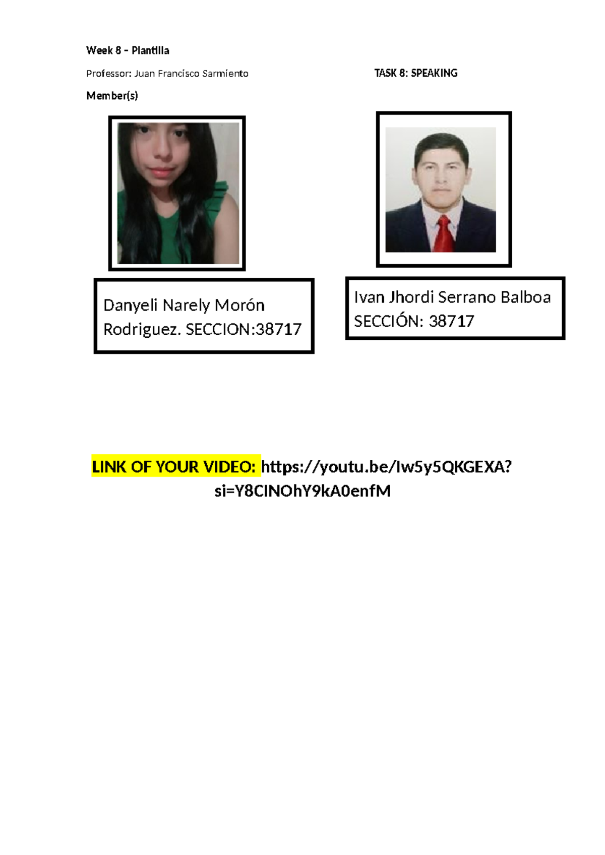 English week8 - tarea - Week 8 – Plantilla Professor: Juan Francisco ...