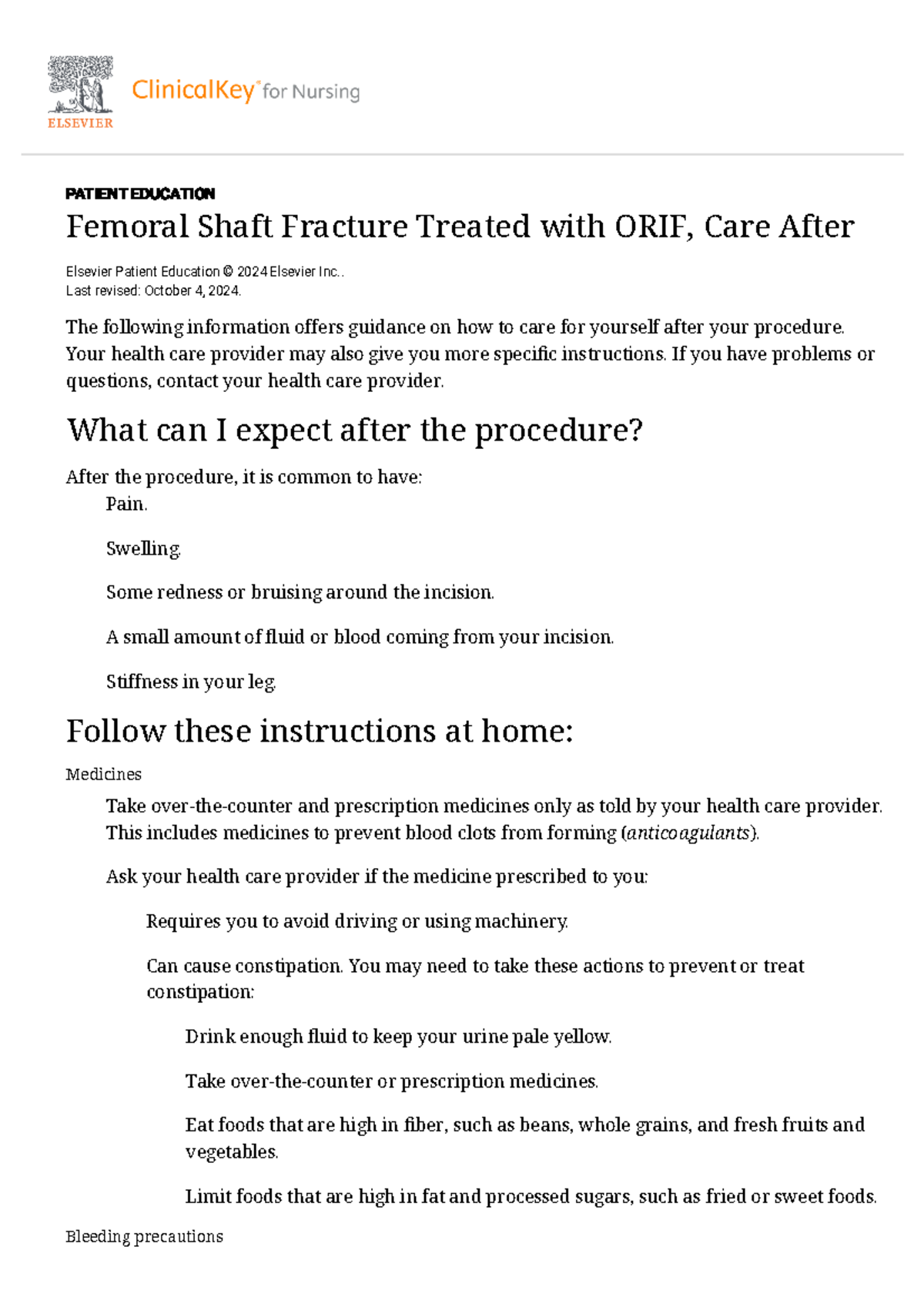Femoral Shaft Fracture Treated with ORIF, Care After - Clinical Key for ...