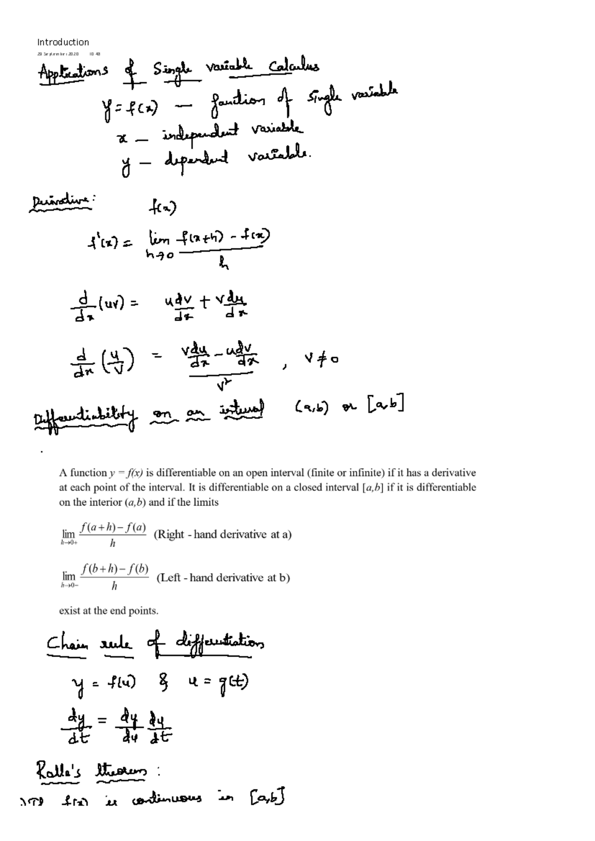 Module 1 lecture notes - Nice - Introduction 29 September 2020 10:48 ...