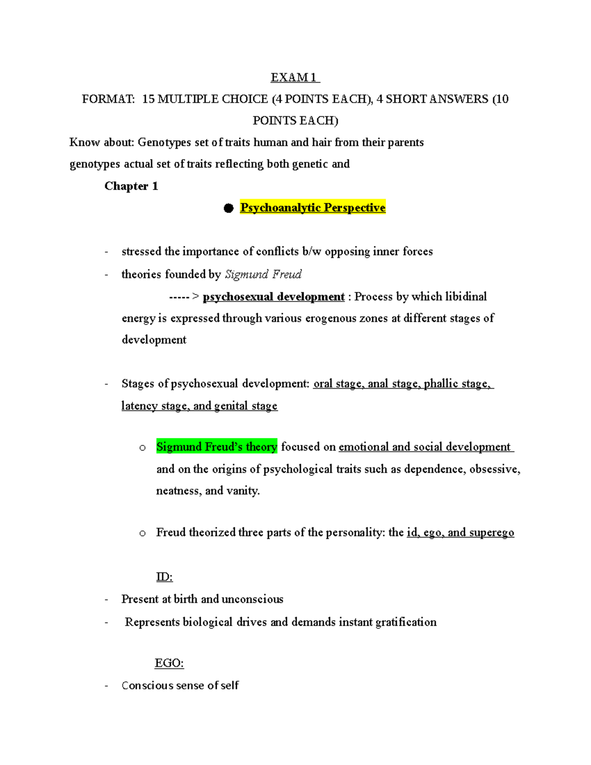 EXAM 1 Guide - Leading you to great success for exam 1 - EXAM 1 FORMAT ...