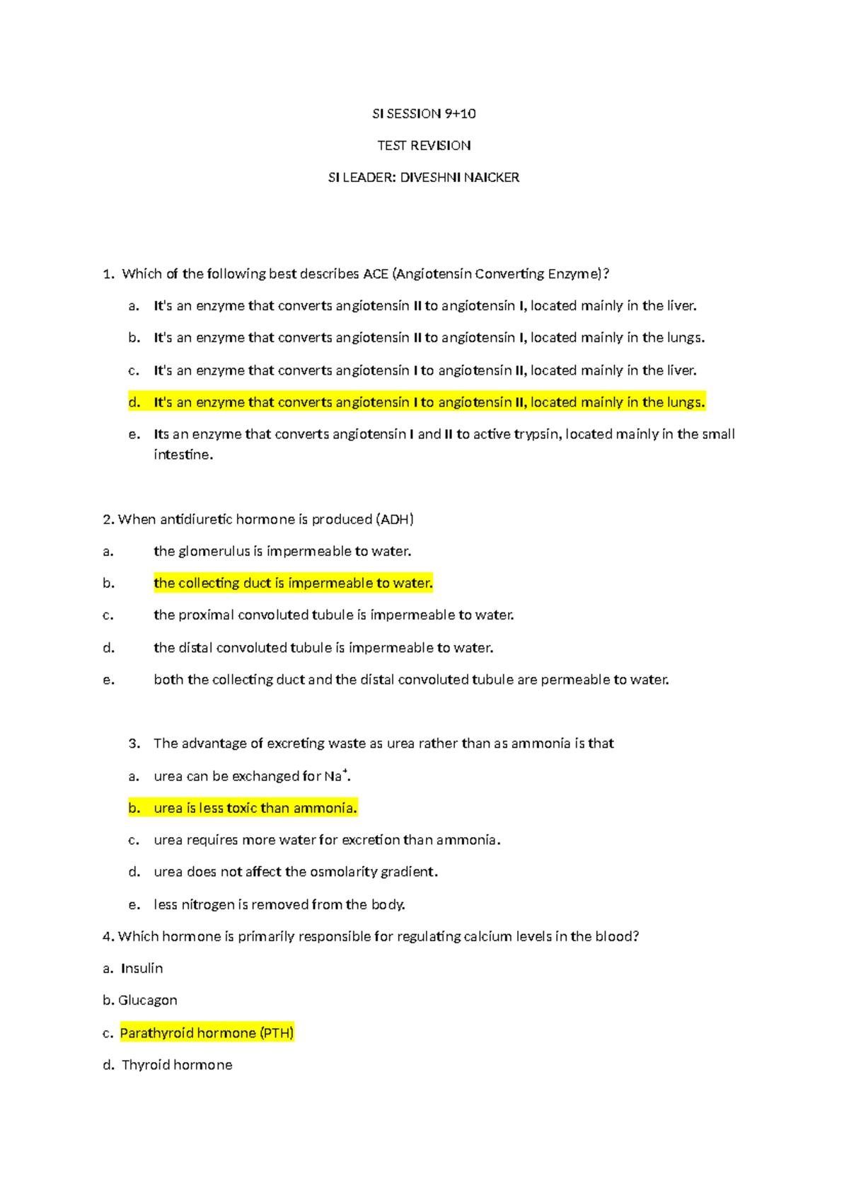 Si worksheet 2024 - SI SESSION 9+ TEST REVISION SI LEADER: DIVESHNI ...