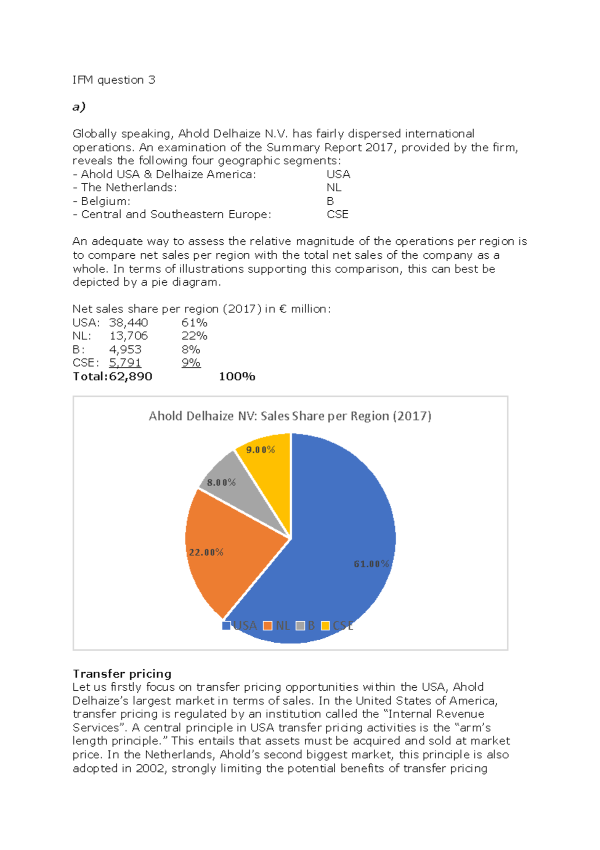 IFM question 3 - has fairly dispersed international operations. An ...
