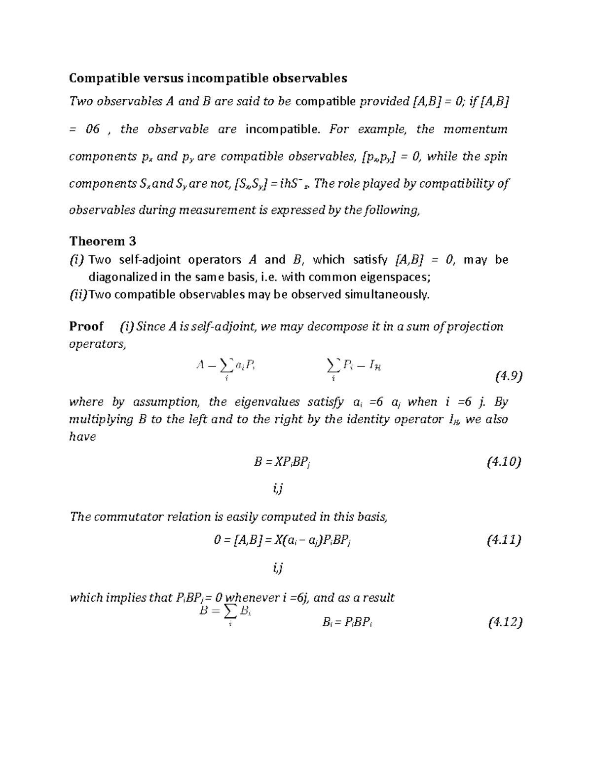 Compatible versus incompatible observables - For example, the momentum components px and py are ...