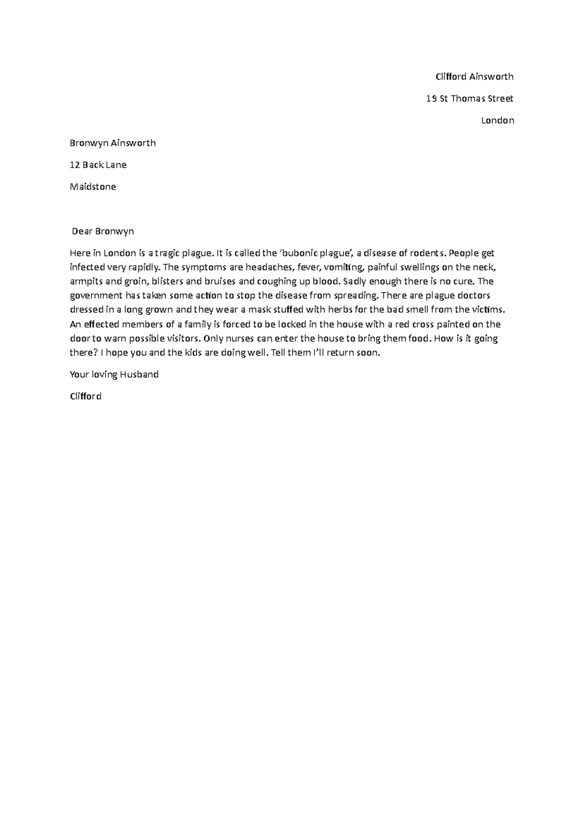 Engels writing letter - dfs - Clifford Ainsworth 19 St Thomas Street ...