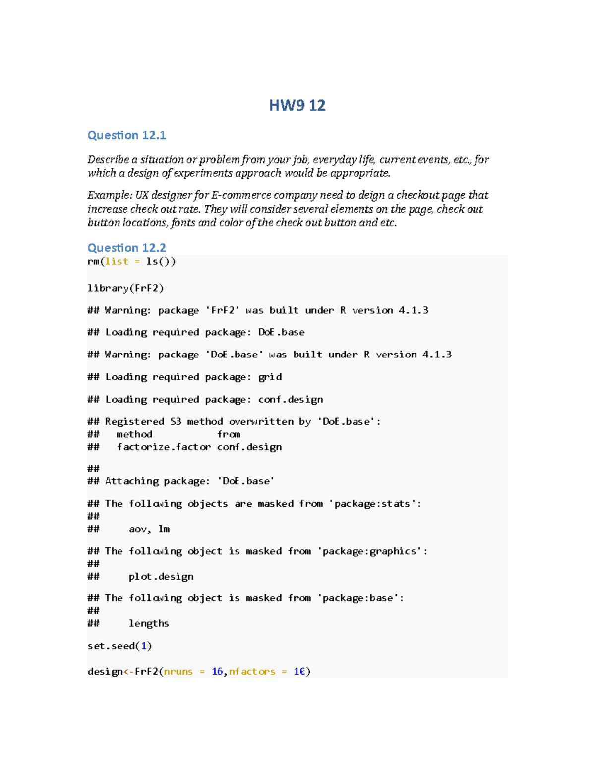 HW9-12 - Describe a situation or problem from your job, everyday life ...