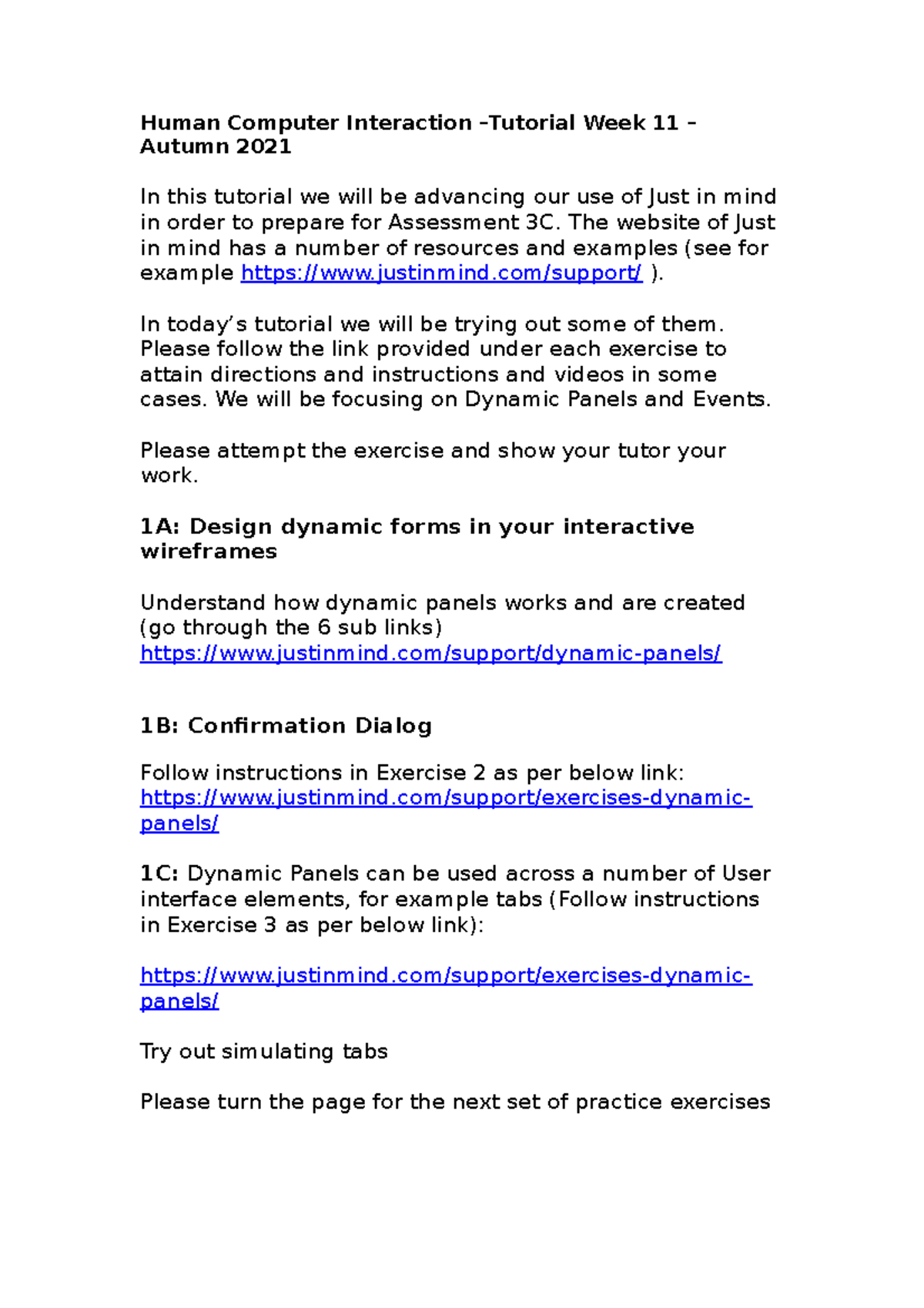 Human Computer Interaction – Tutorial Week 11 - Autumn 2021 - Human Computer Interaction ...