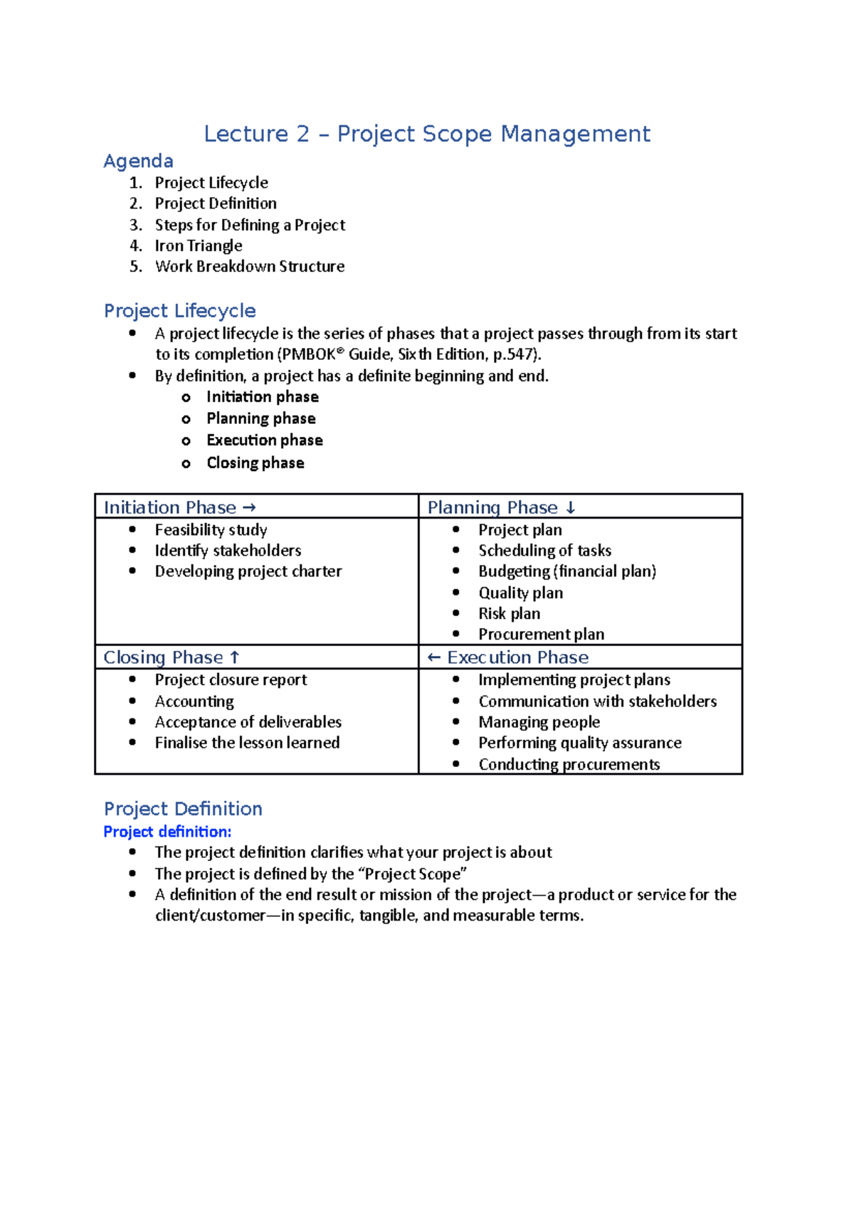 02 Project Scope Management - Lecture 2 – Project Scope Management ...