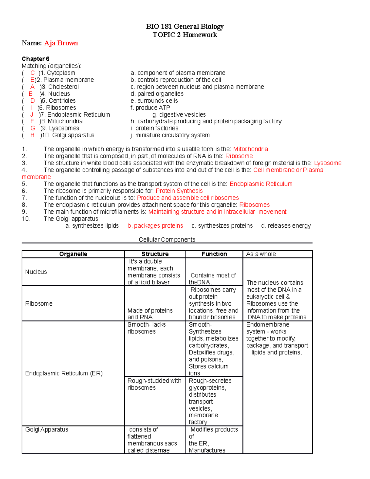 WEEK 3-HW- CH 6 worksheet - BIO 181 General Biology TOPIC 2 Homework ...