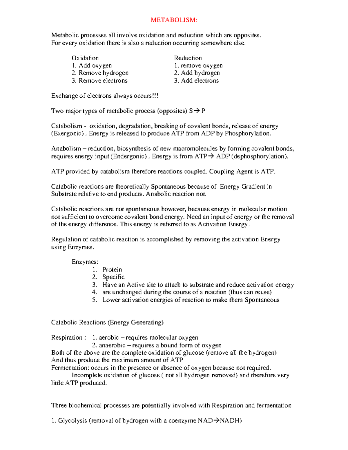 Metabolism - biologie - METABOLISM: Metabolic processes all involve ...