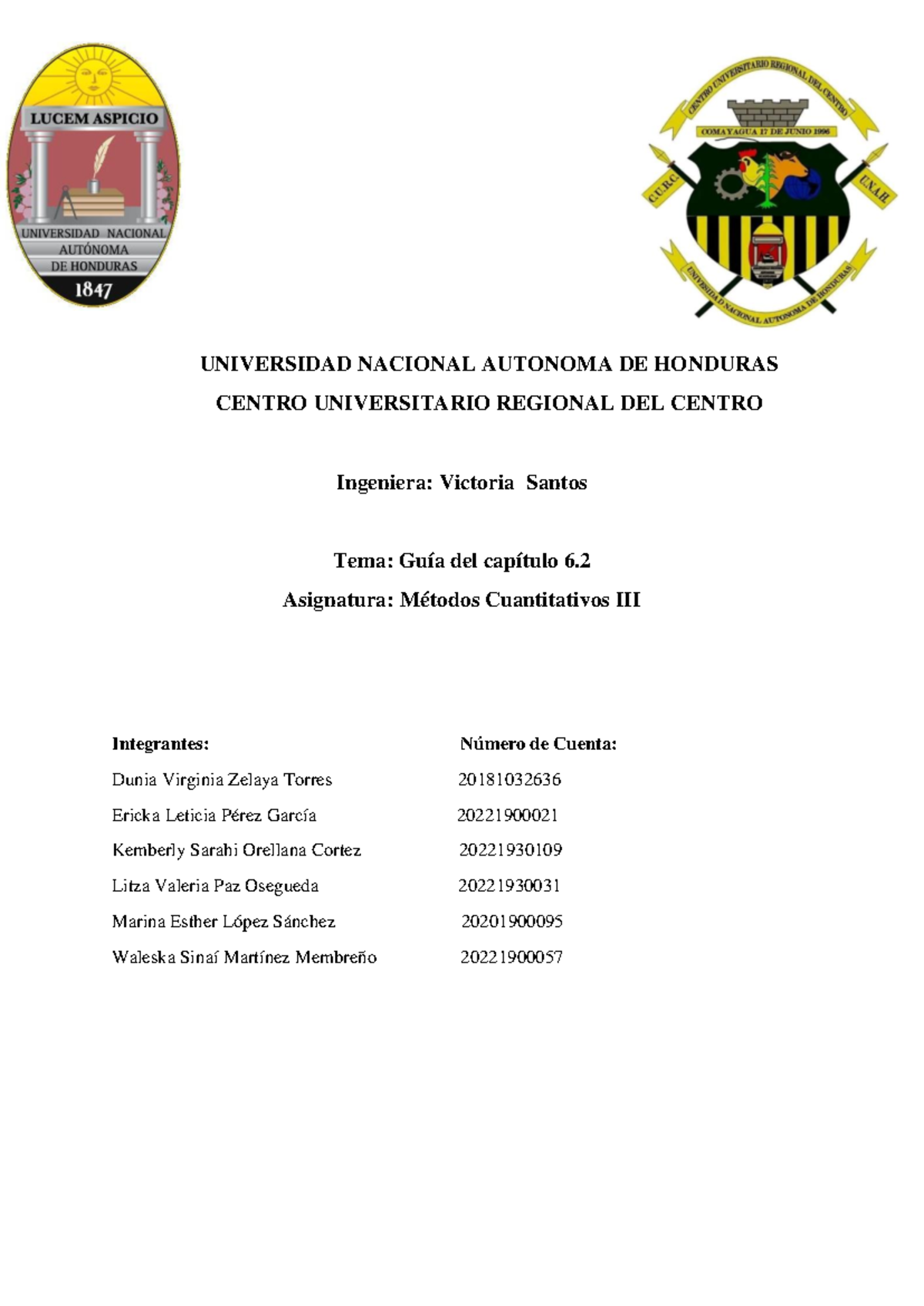 guia de ejercicios numero 4 de metodos 3 en el curc unah comayagua ...