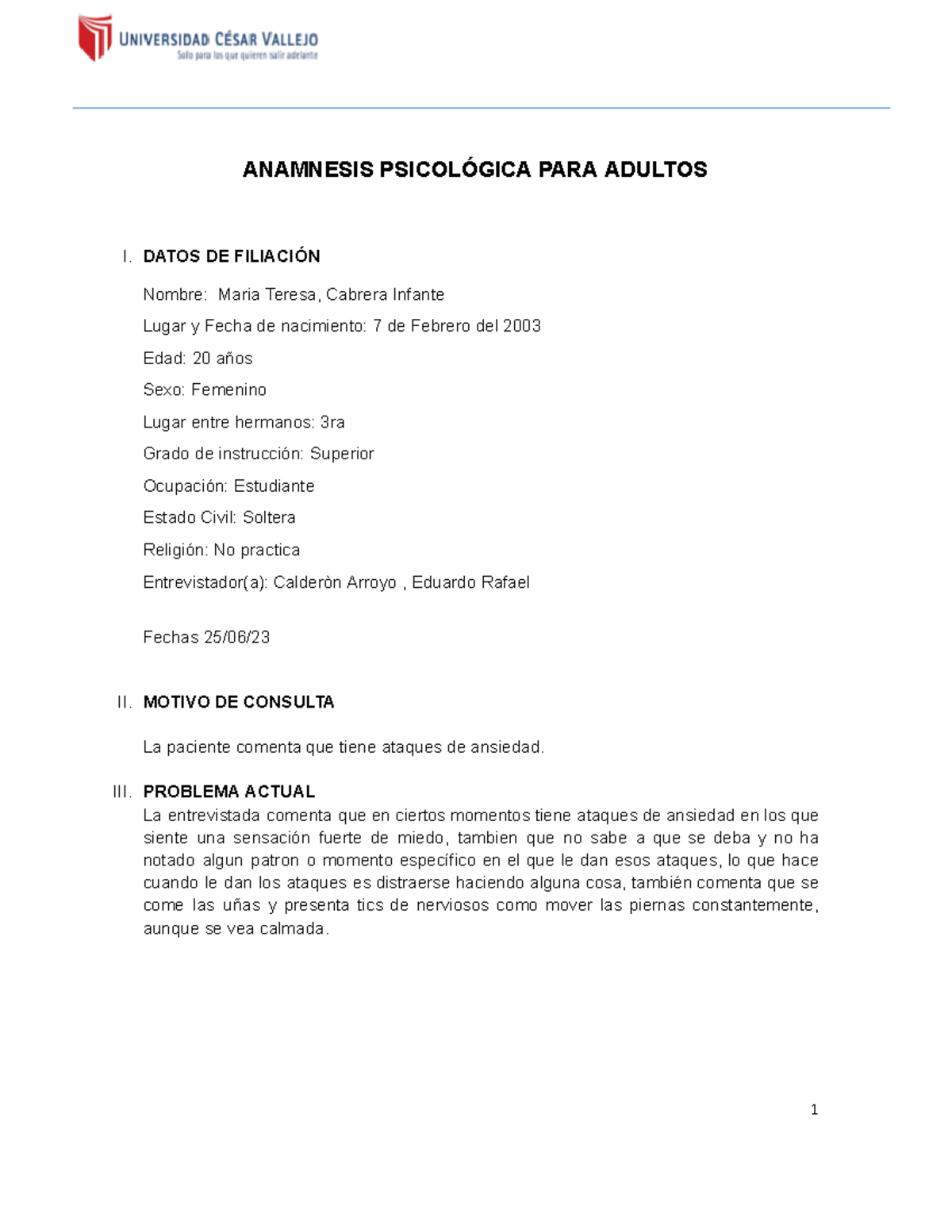 Anamnesis M.T.C.I - asasdasd - ANAMNESIS PSICOLÓGICA PARA ADULTOS I ...