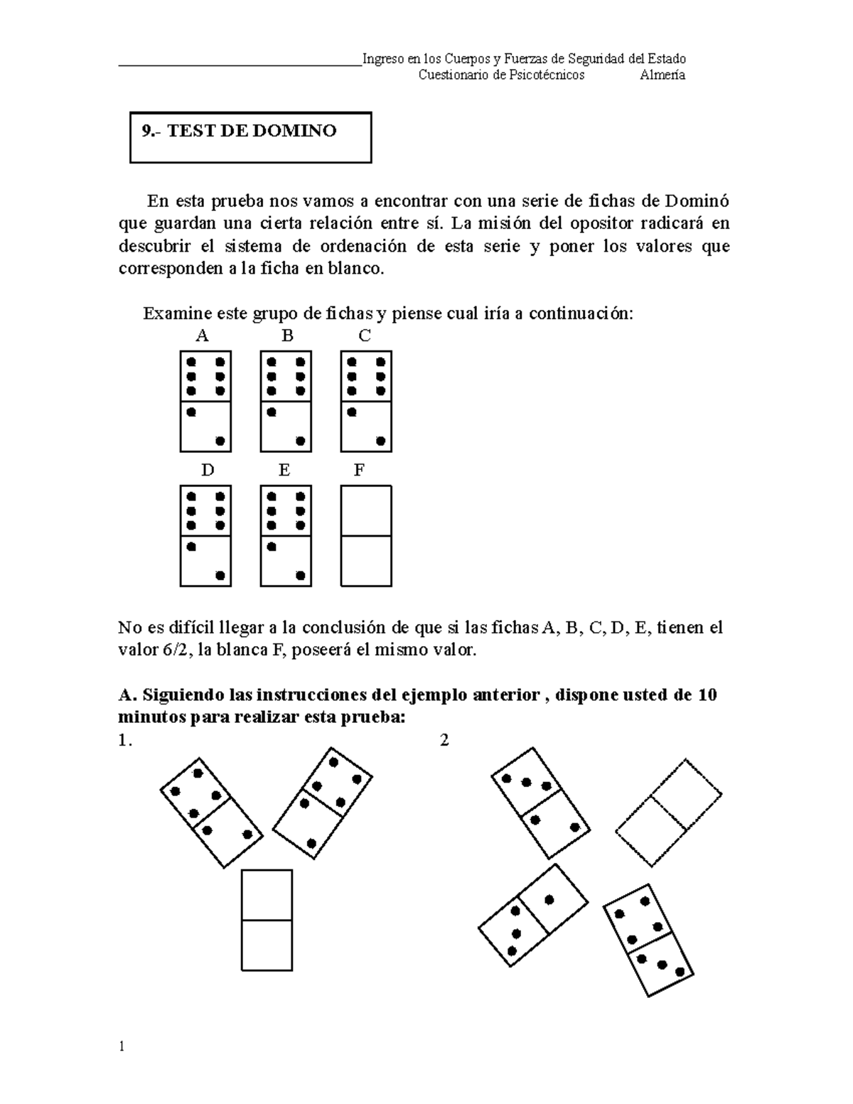 TEST Domino - tarea - Cuestionario de Psicotécnicos Almería En esta ...