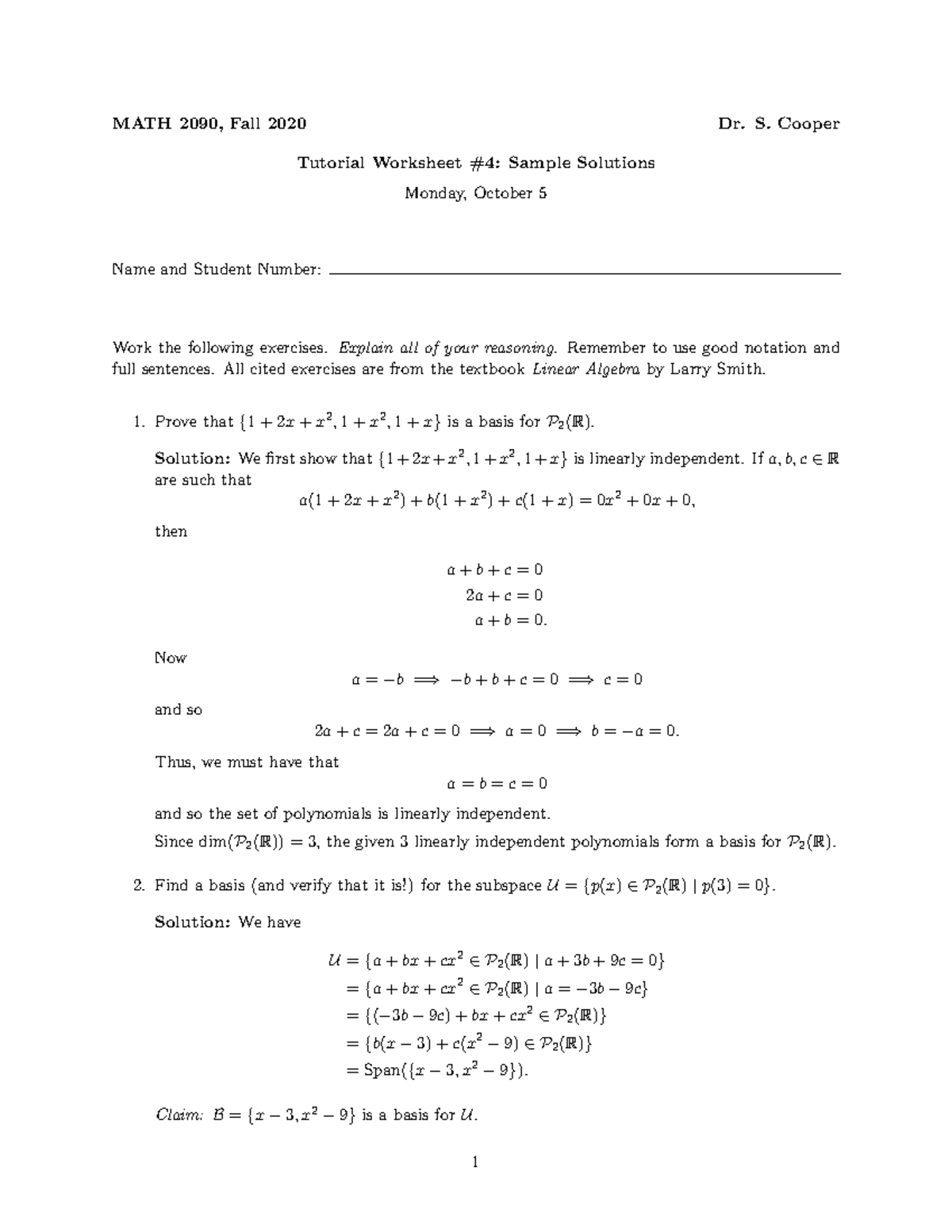 Math 2090 fall20 worksheet 4 sol - MATH 2090, Fall 2020 Dr. S. Cooper ...