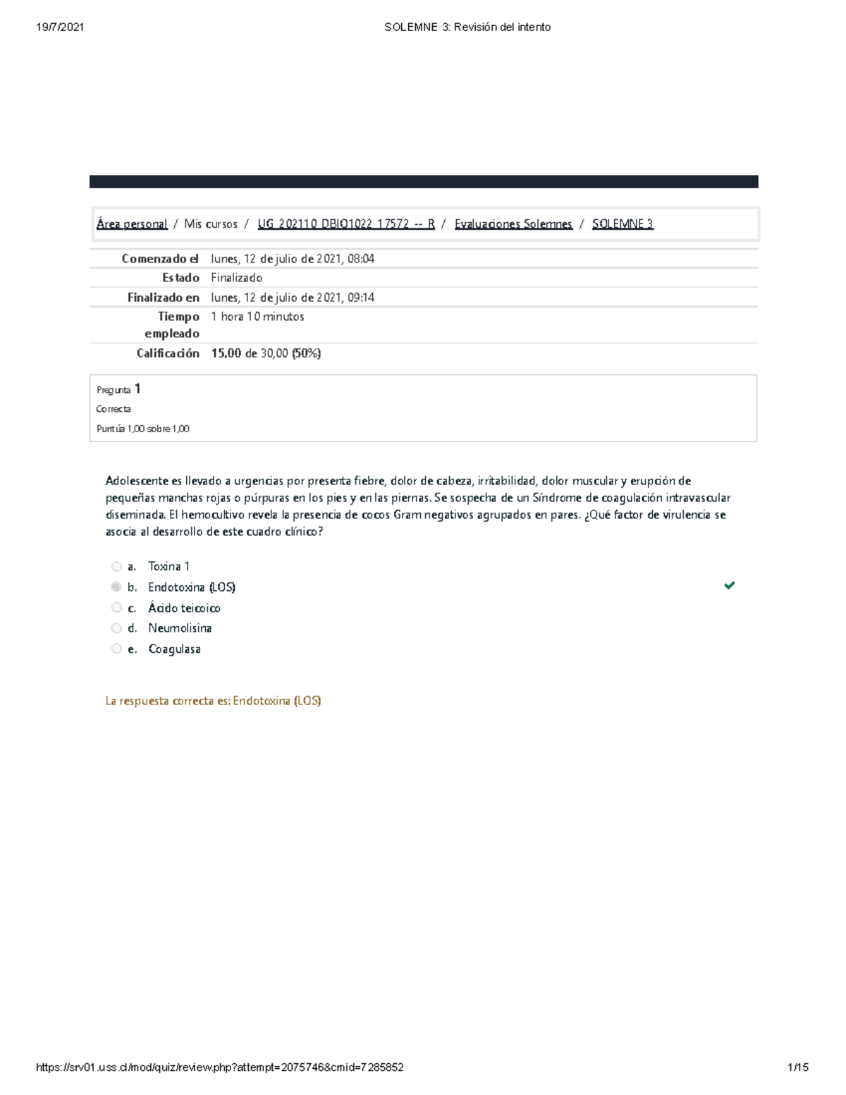 Solemne 3 - prueba de practica - Área personal / Mis cursos / UG_202110 ...