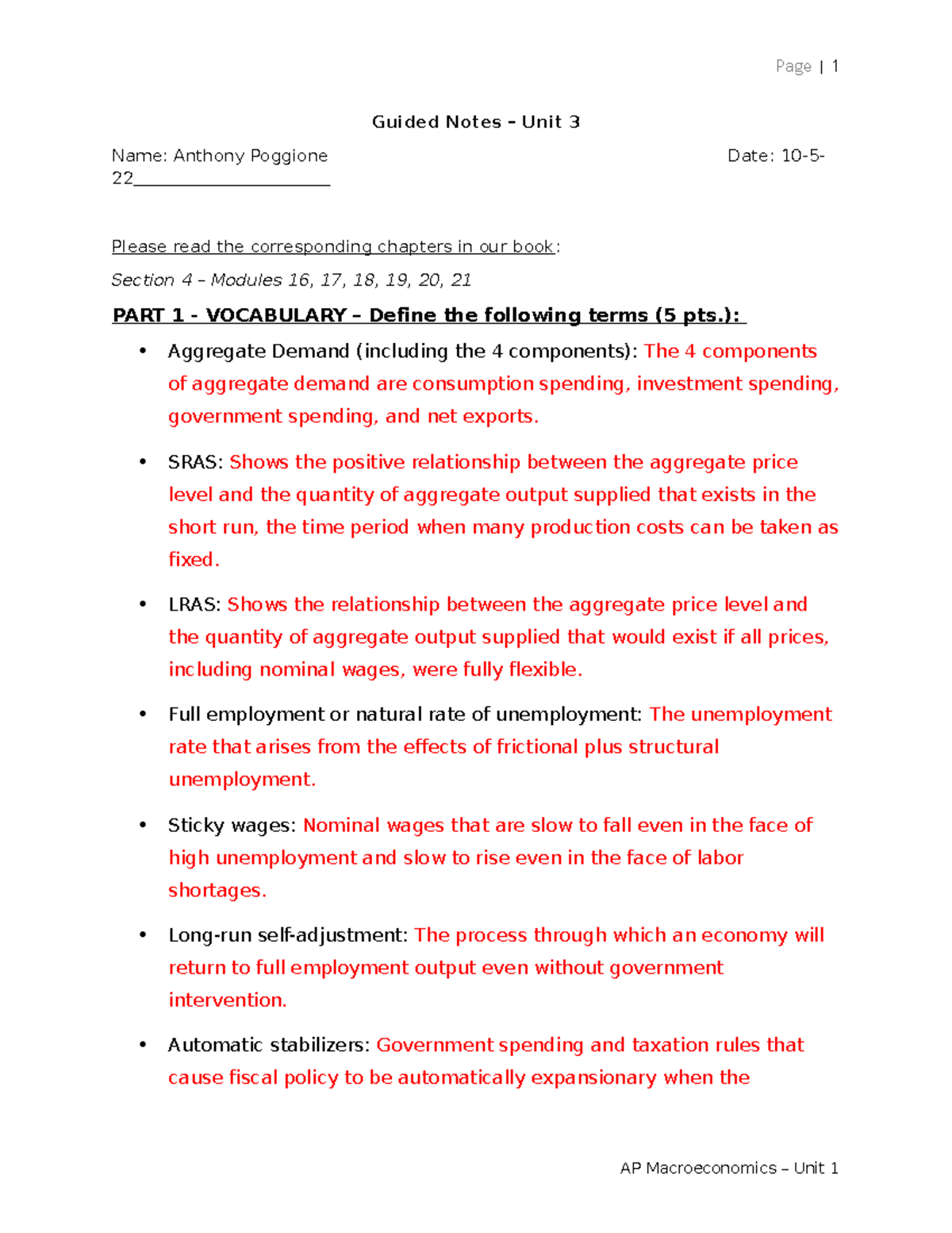 Guided Notes Unit 3-1-1 - Guided Notes – Unit 3 Name: Anthony Poggione ...