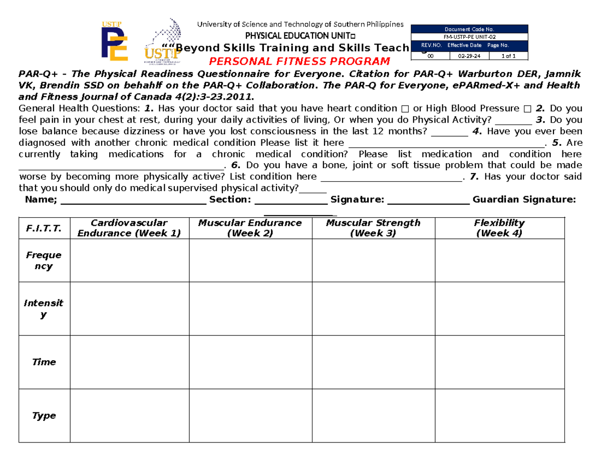 Personal-Fitness-Program - University of Science and Technology of ...
