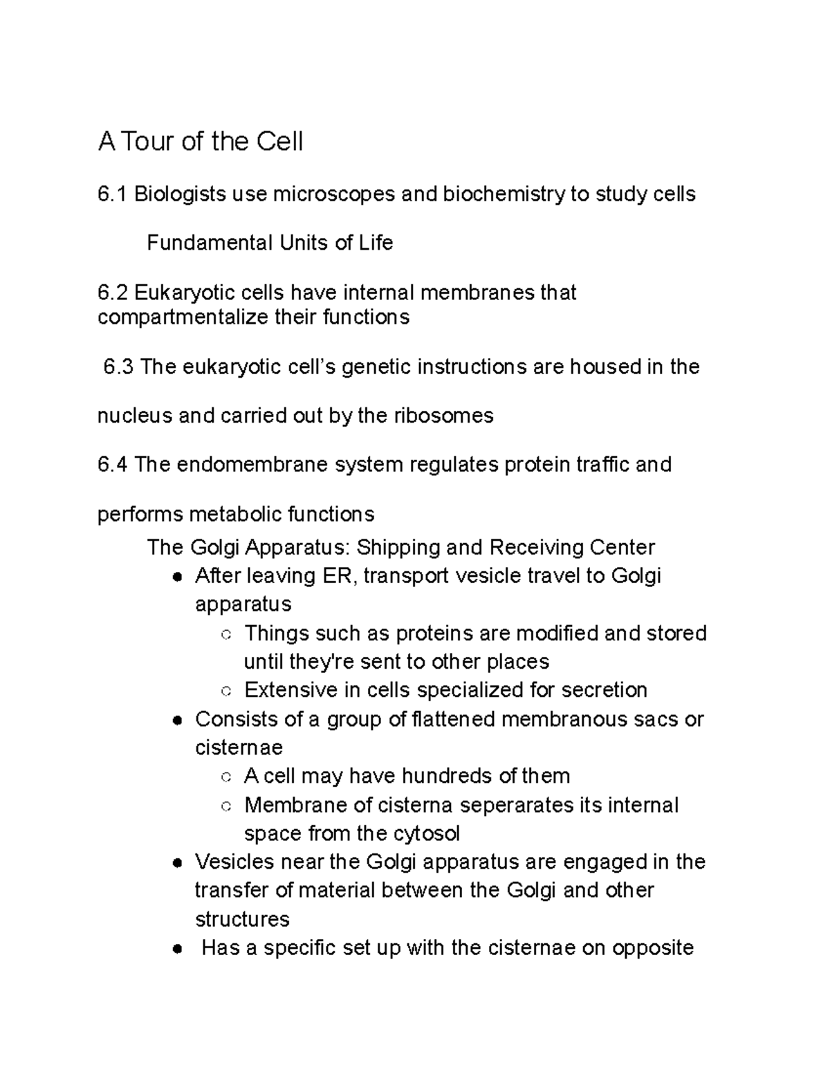 Chapter 6 - Hansen - A Tour of the Cell 6 Biologists use microscopes ...