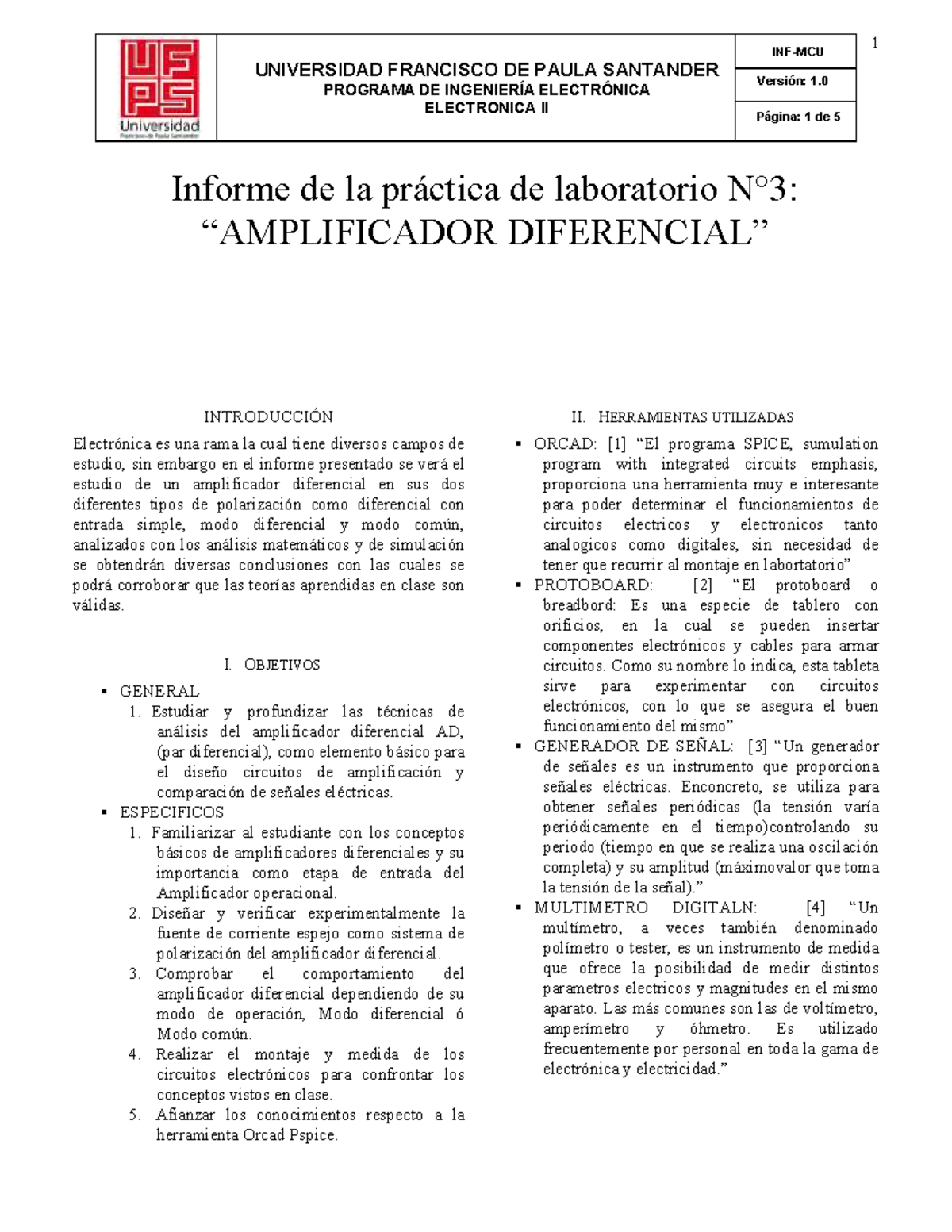Laboratorio N3 Electronica II Amplificador diferencial - Warning: TT: undefined function: 32 ...