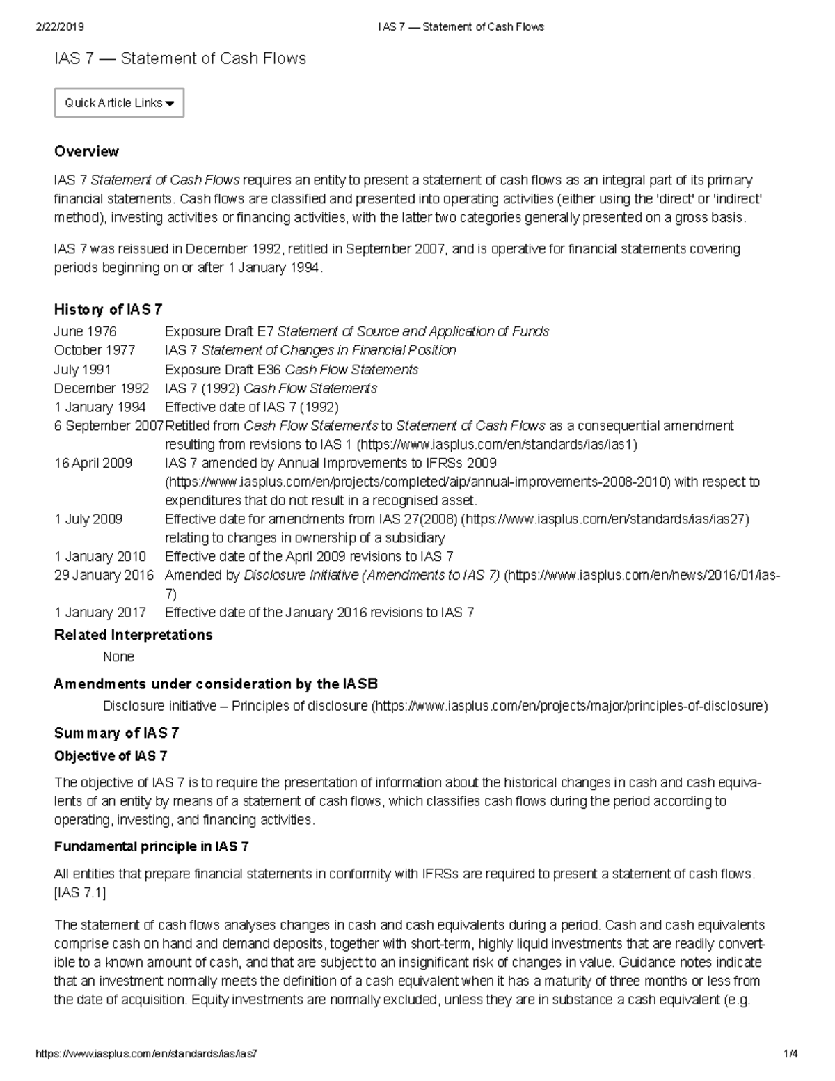 IAS 7 Statement of Cash Flows - Cash flows are classified and presented ...