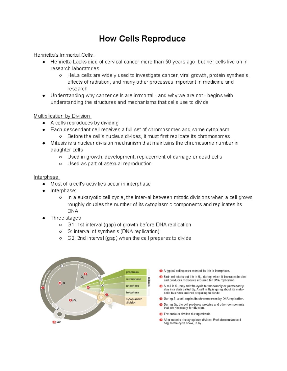 Chapter 9 - How Cells Reproduce Henrietta’s Immortal Cells Henrietta ...