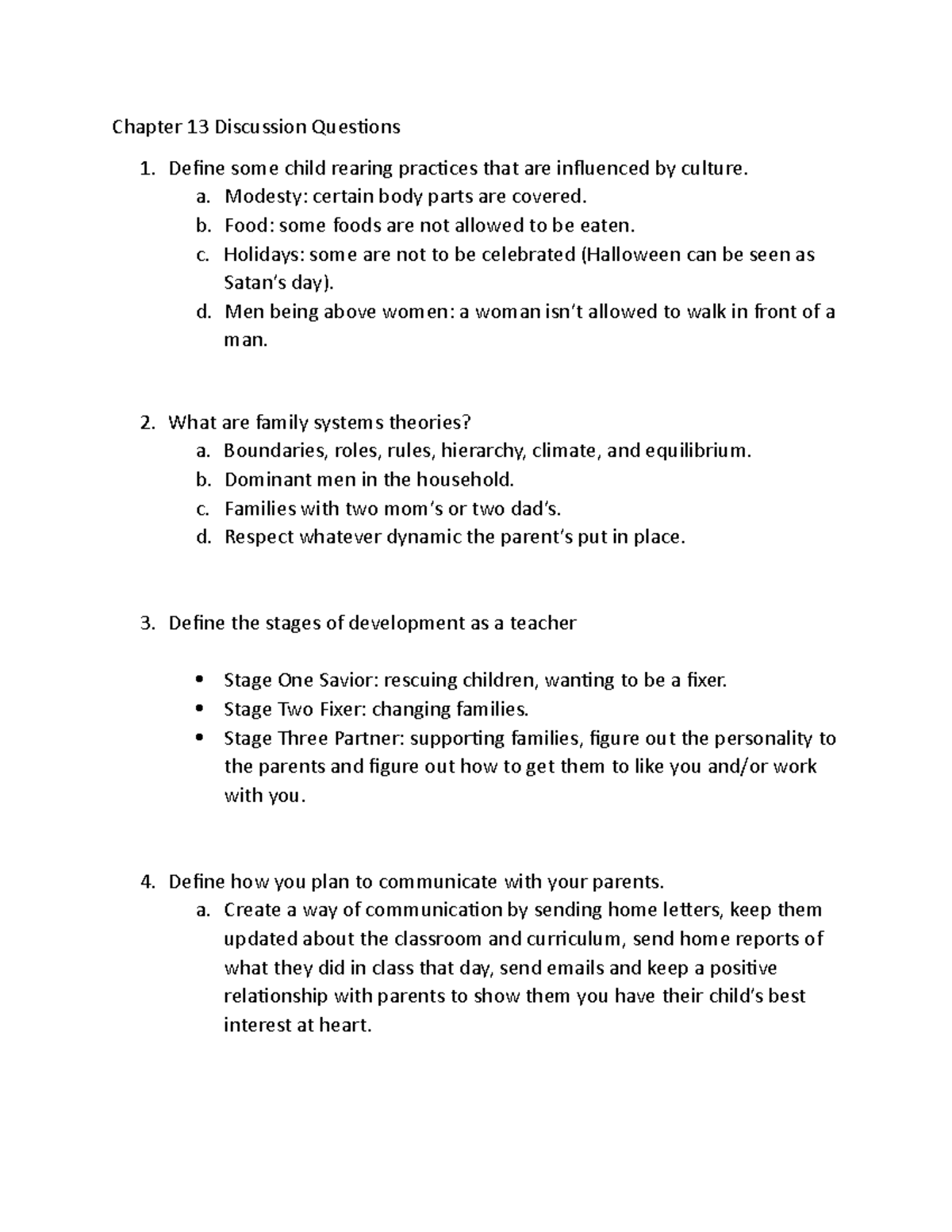 Chapter 13 (Family Engagement) - Chapter 13 Discussion Questions Define ...