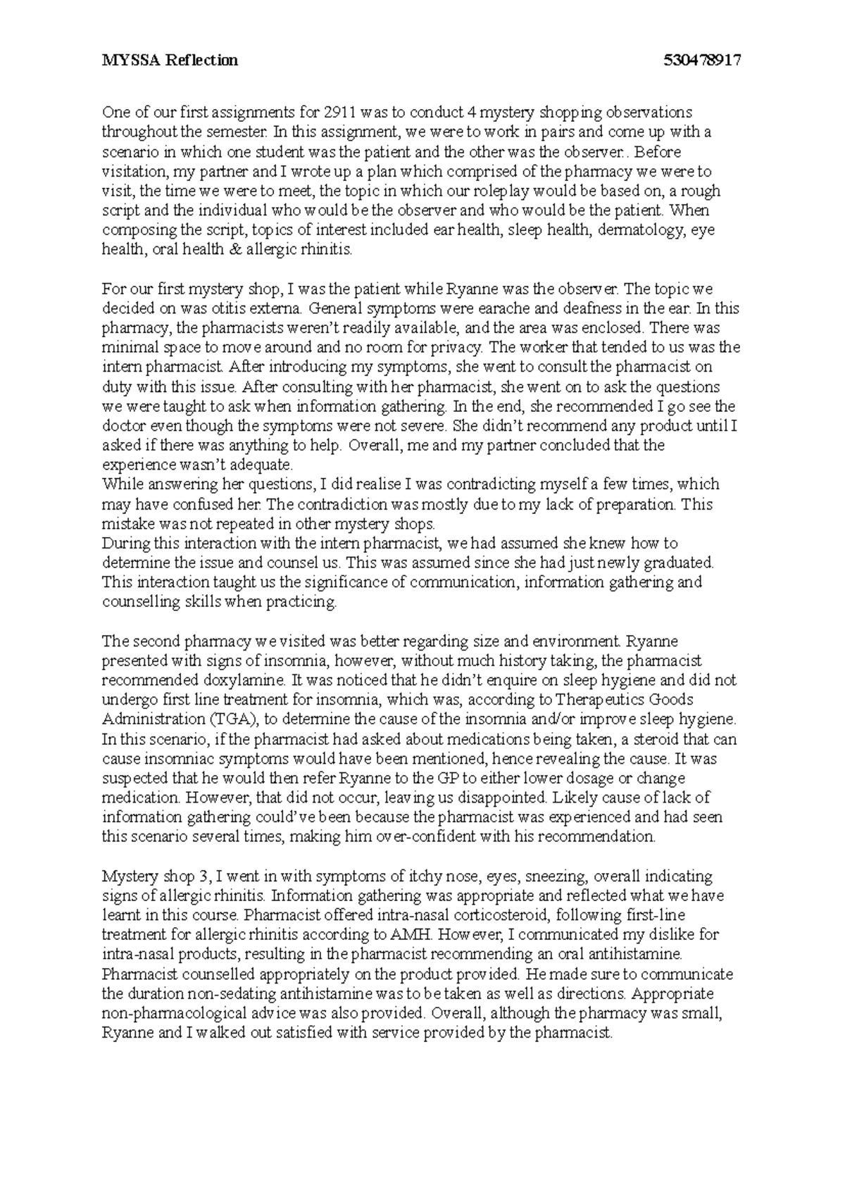 Myssa Reflection - MYSSA Reflection 530478917 One of our first ...