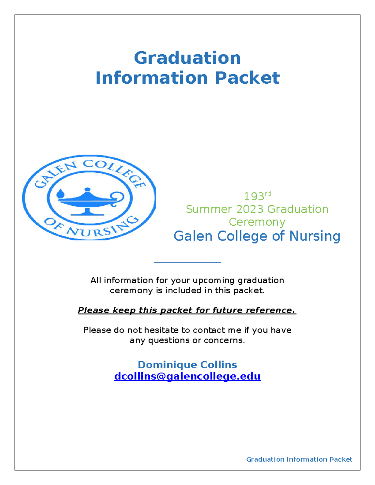 Graduation Packet Summer 2023 copy 2 - Graduation Information Packet ...