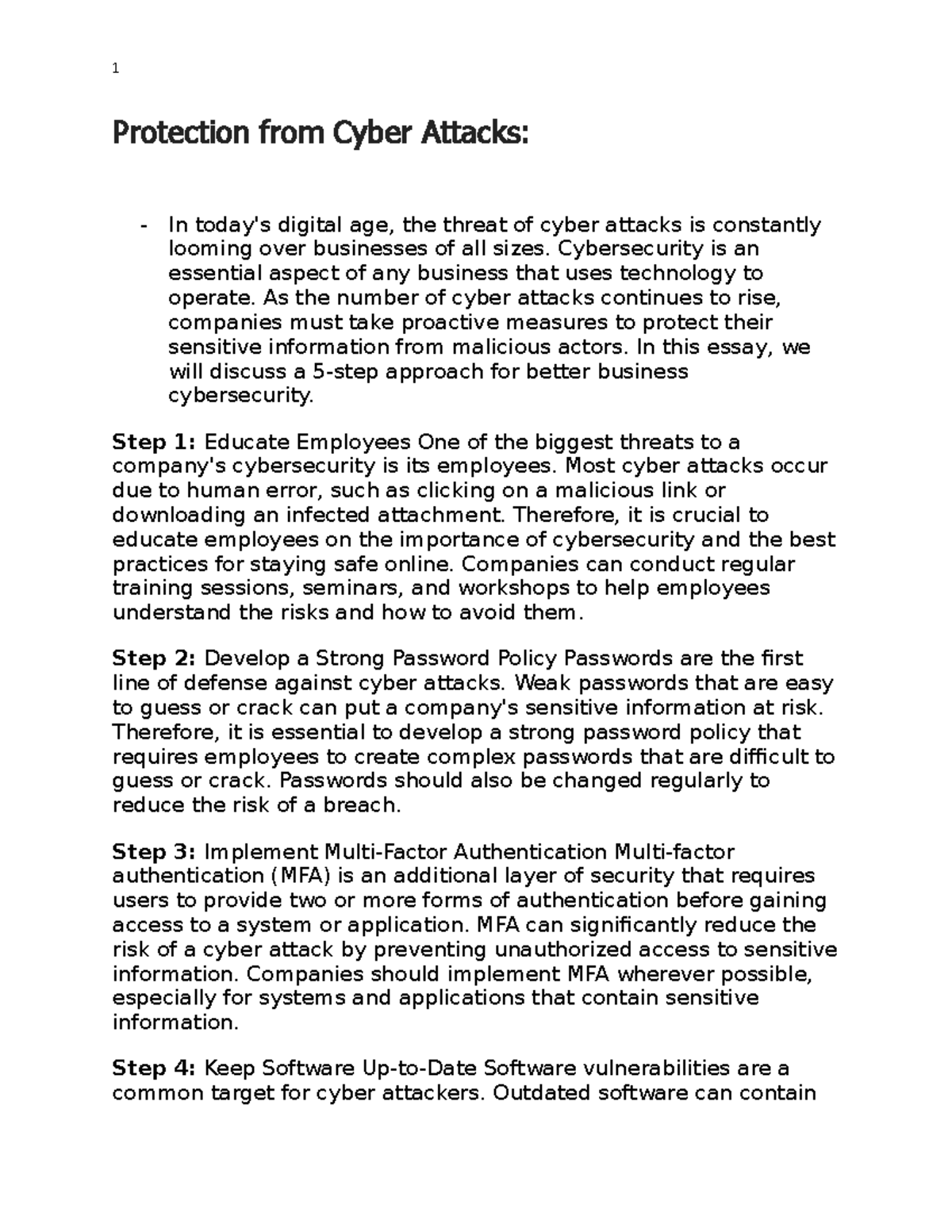 Protection from Cyber Attacks - CSC-116-1-1 - 1 Protection from Cyber ...