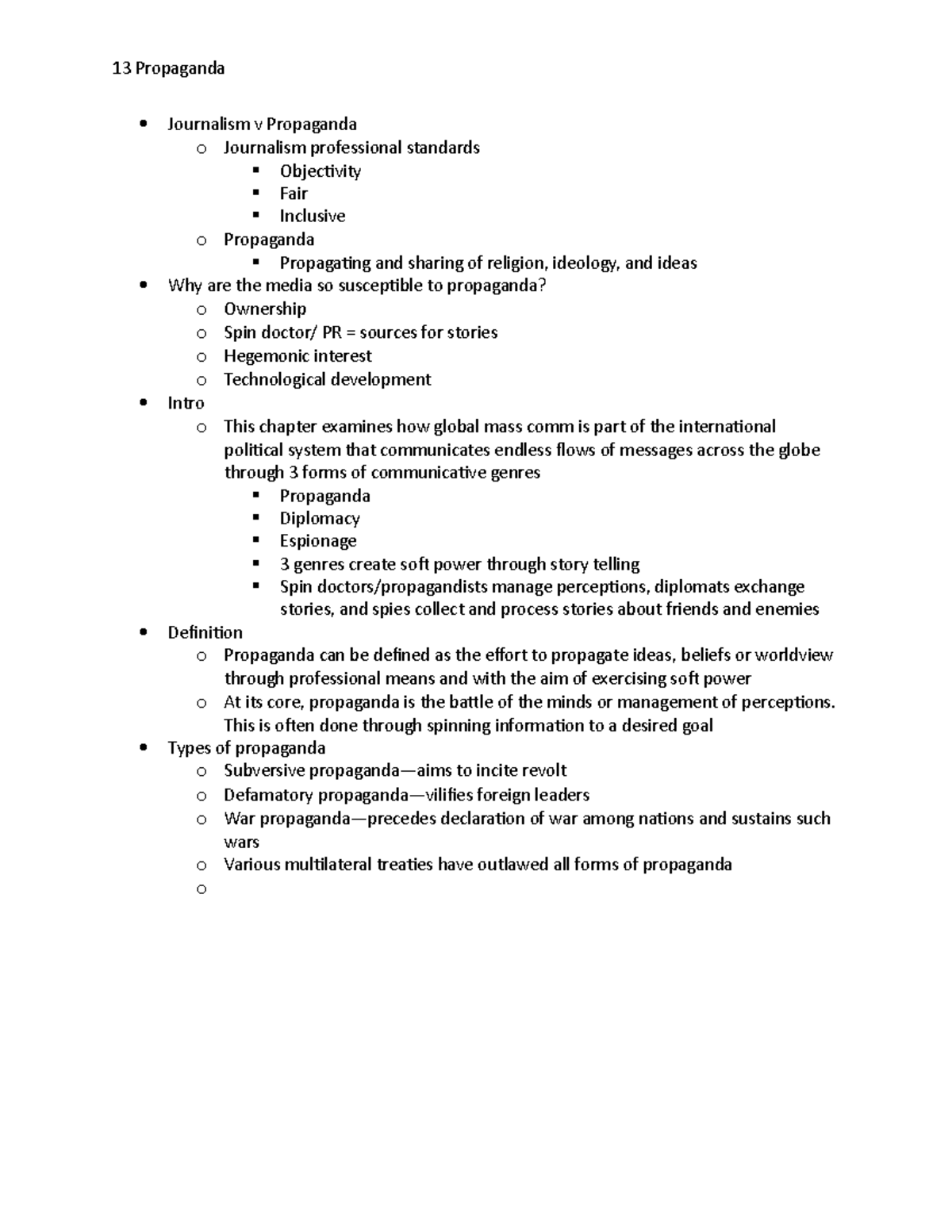 13 Propaganda - Lecture notes 3 - 13 Propaganda Journalism v Propaganda ...