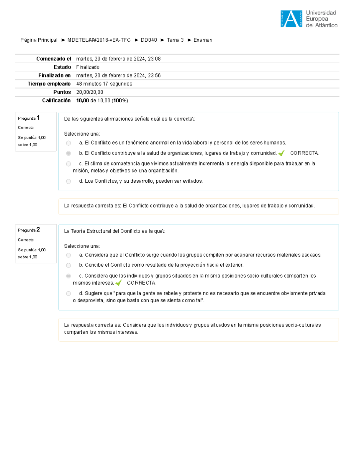 DD040 - Técnicas de resolución de conflictos y negociación- Examen ...
