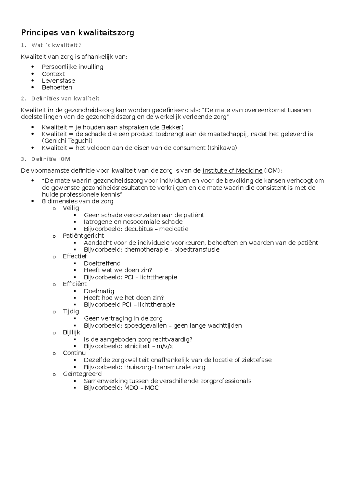 VPK als observator - periode 4 - Principes van kwaliteitszorg 1. Wat is ...