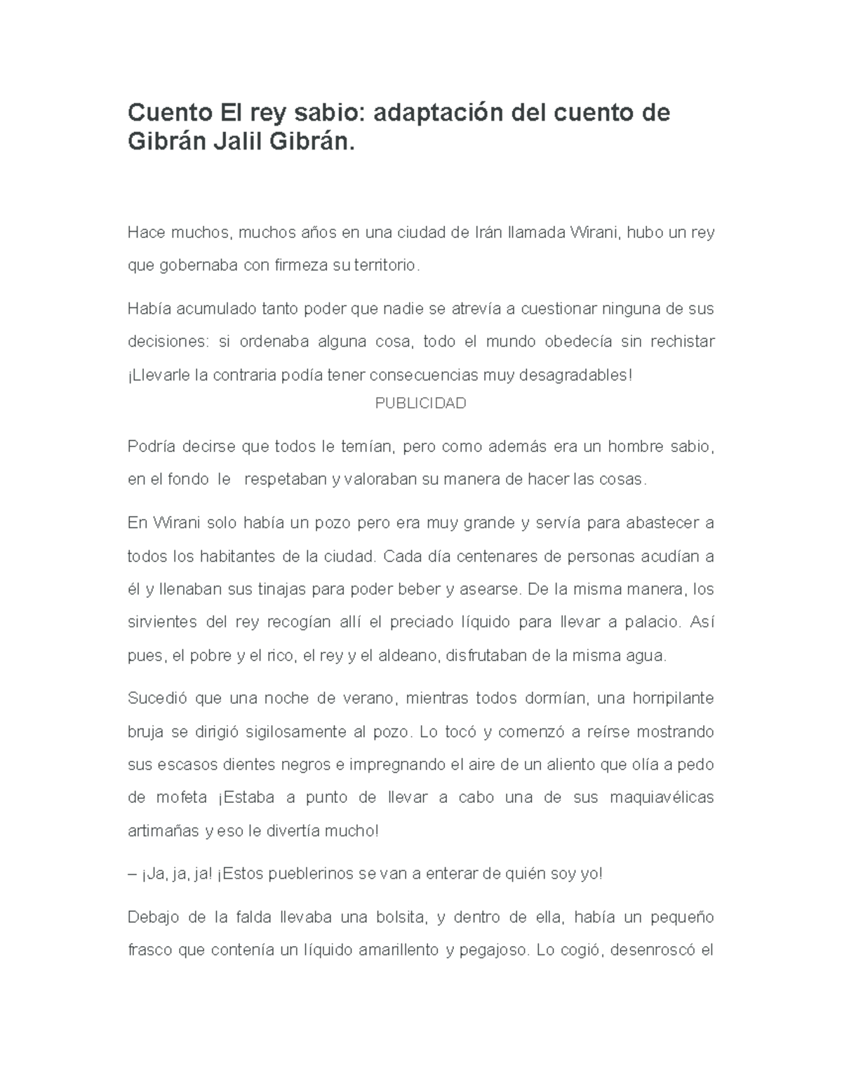 Cuento El rey sabio - xcfghjklñ - Cuento El rey sabio: adaptación del ...