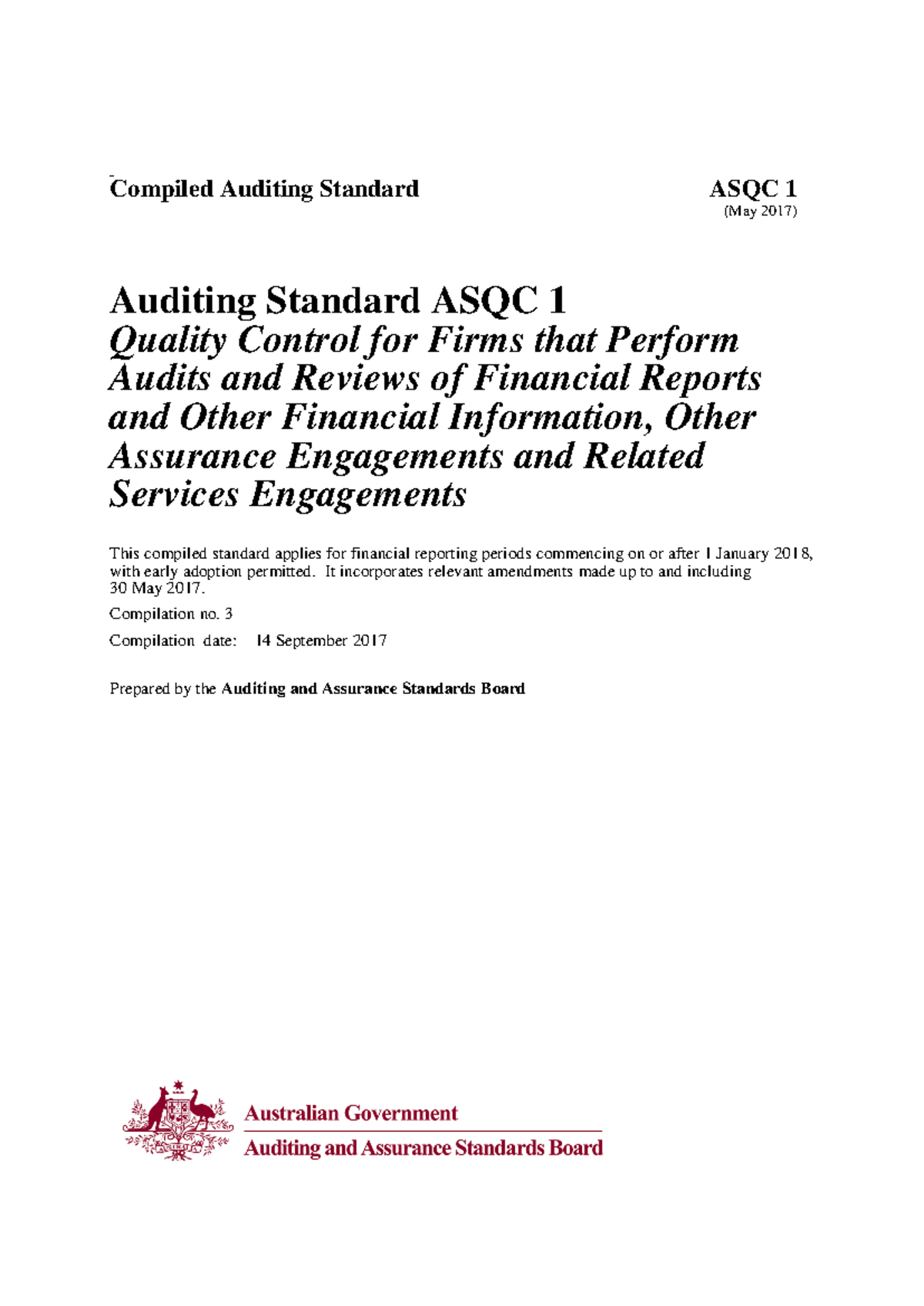ASQC 1 Compiled 2017 for required 1 - auas b Compiled Auditing Standard ...