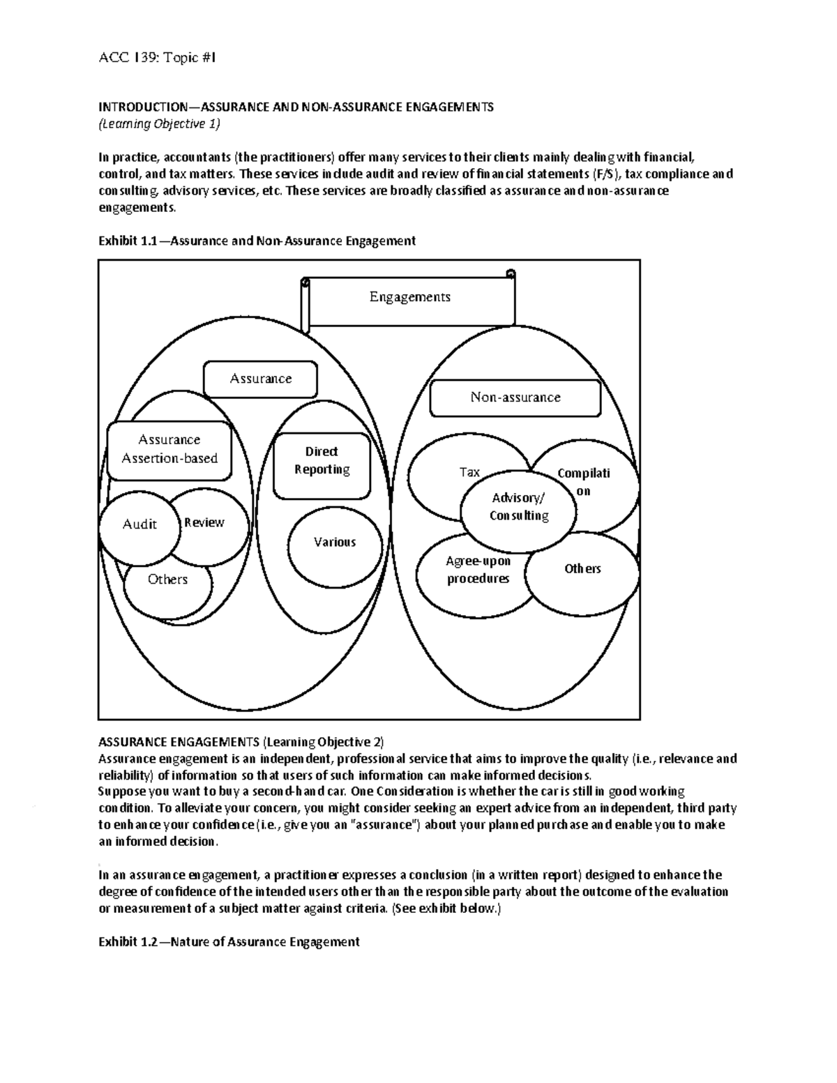 ACC 139 01 Intro to Practitioner's Engagements - INTRODUCTION—ASSURANCE ...