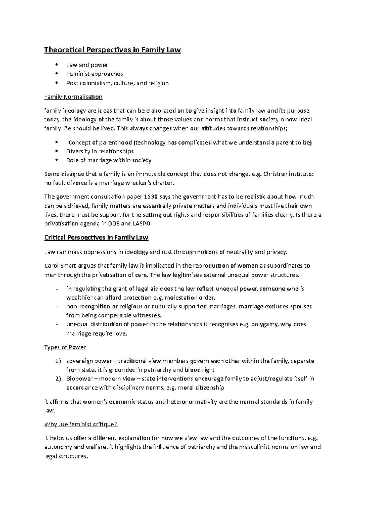 Theoretical Perspectives in Family Law - the ideology of the family is ...