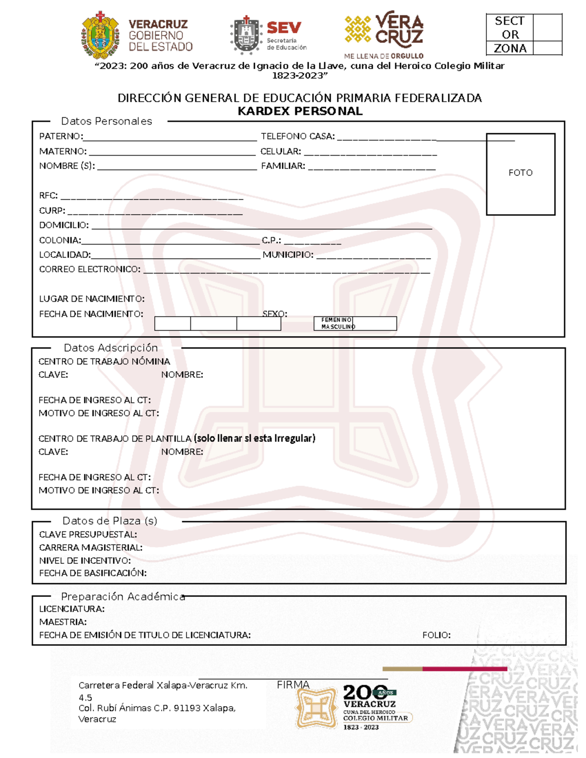 Formato kardex - Carretera Federal Xalapa-Veracruz Km. 4. Col. Rubí ...