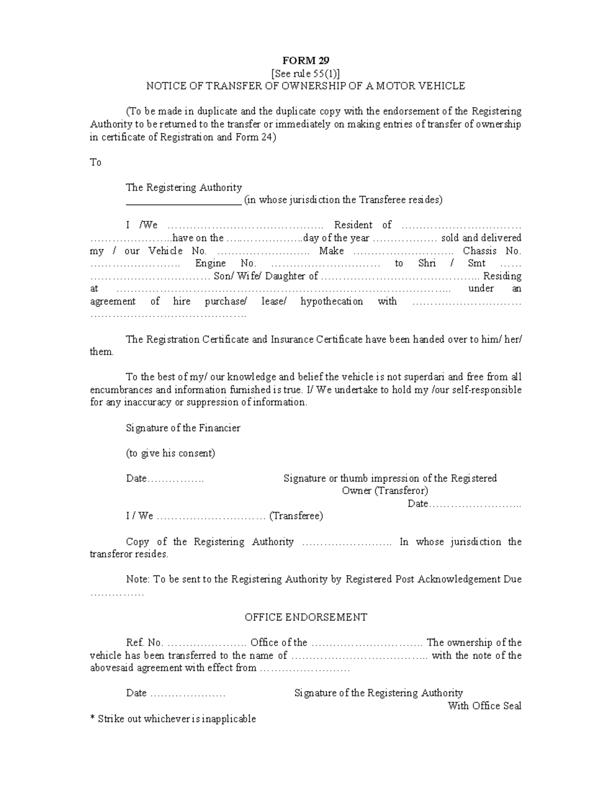 CMV FORM 29 & 30-Transfer of Ownership-93317268 - FORM 29 [See rule 55 ...