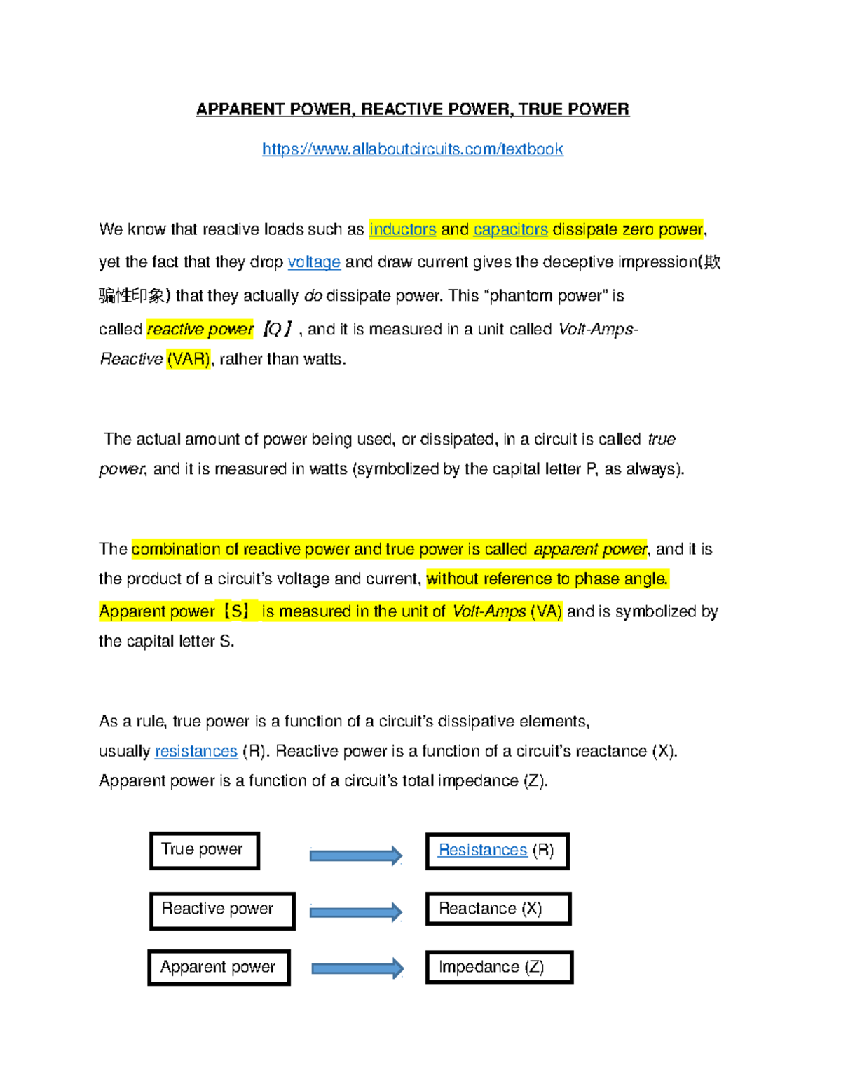 Apparent power - CIRCUIT THEORY - APPARENT POWER, REACTIVE POWER, TRUE ...