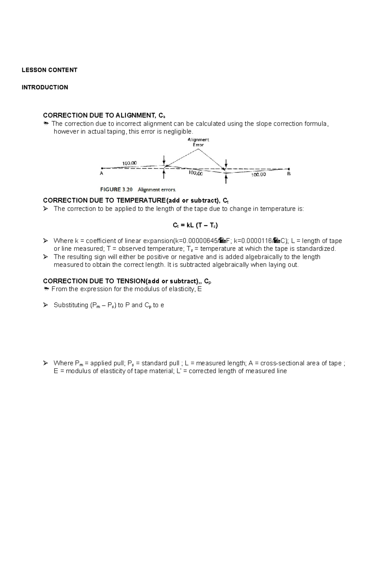 Fundamentals of Surveying 6 - LESSON CONTENT INTRODUCTION CORRECTION ...