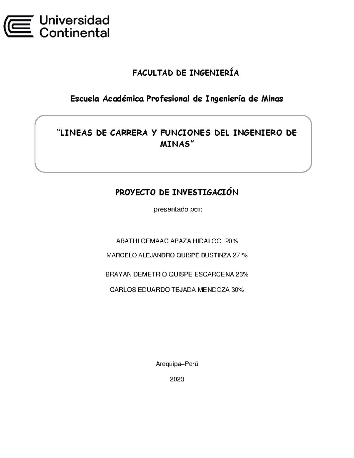 Informe semana 6 - FACULTAD DE INGENIERÕA Escuela AcadÈmica Profesional de IngenierÌa de Minas ...