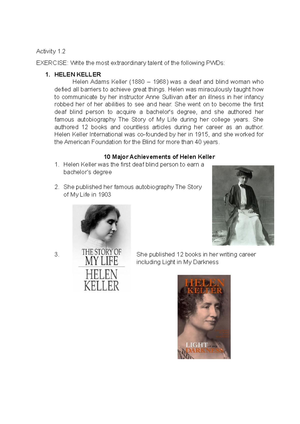 notes on hellen keller, NICHOLAS JAMES “NICK” VUJUCIC, and ROSELLE ...